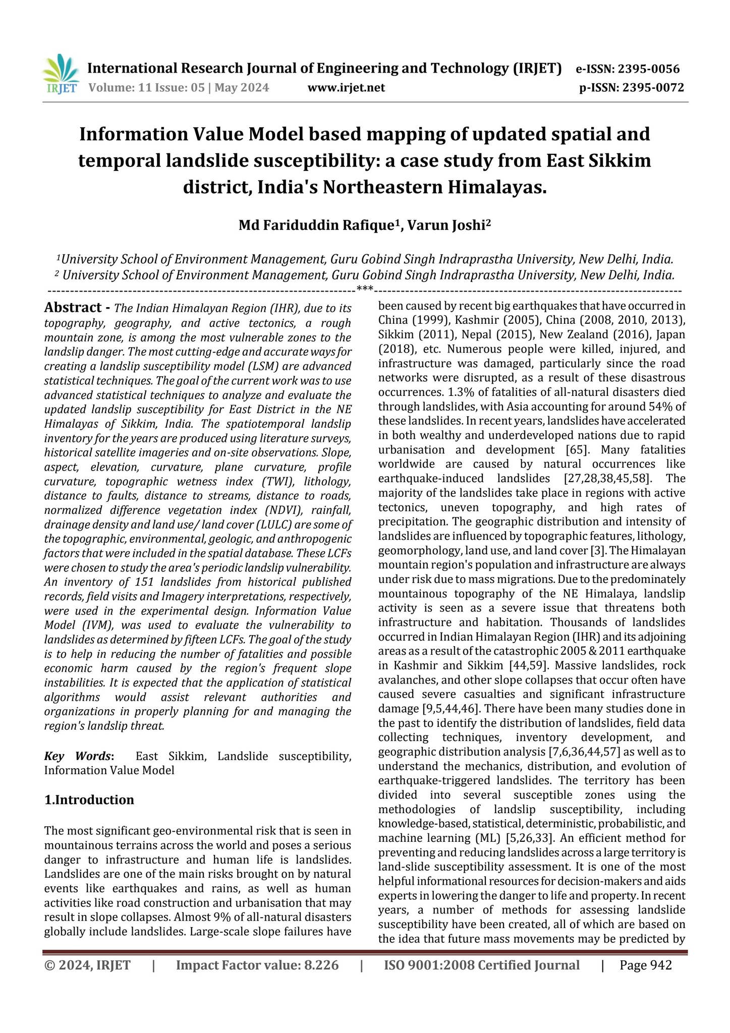 Information Value Model based mapping of updated spatial and temporal landslide susceptibility ...