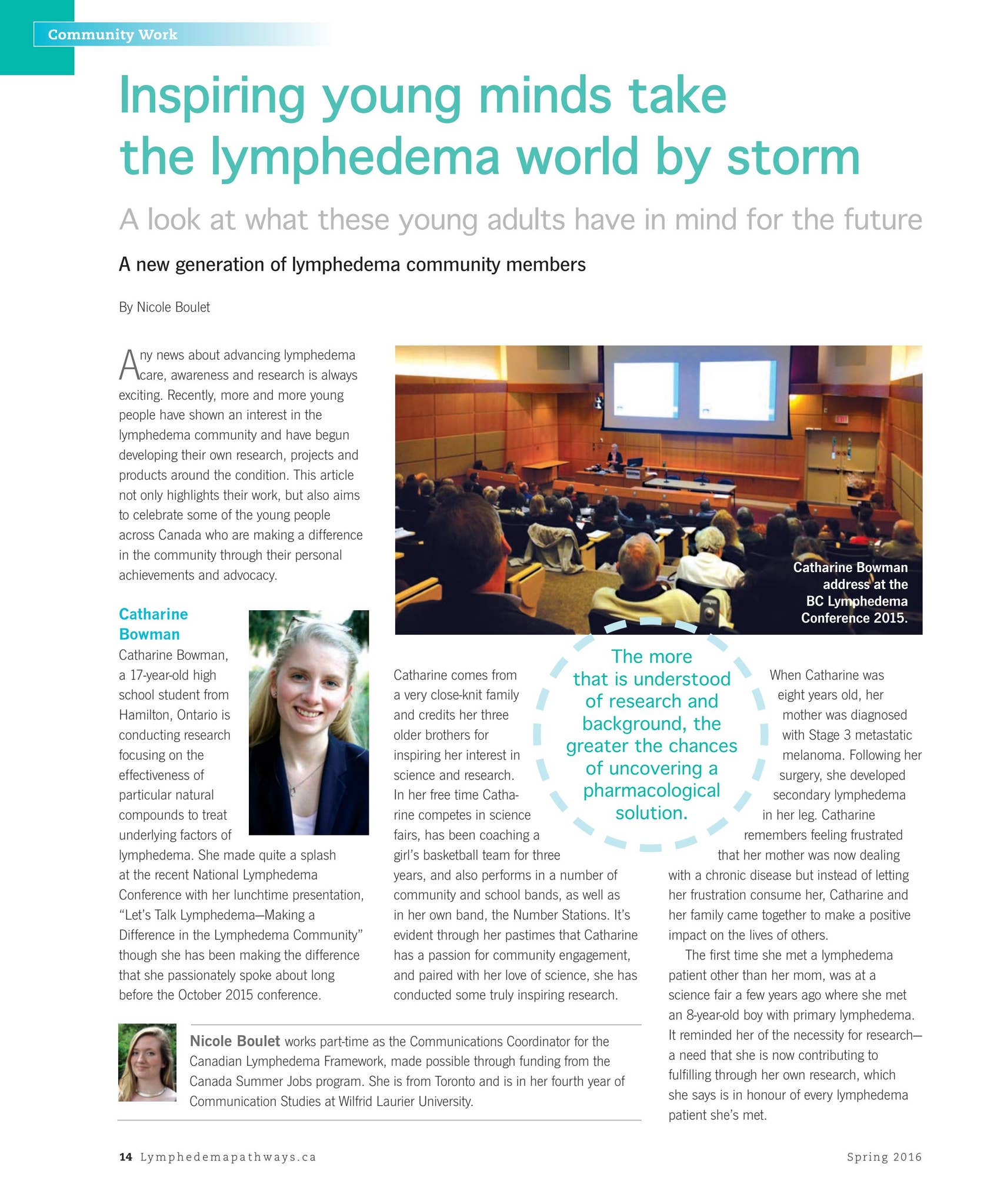 Inspiring young minds take the lymphedema world by storm. by Canadian Lymphedema Framework - Issuu