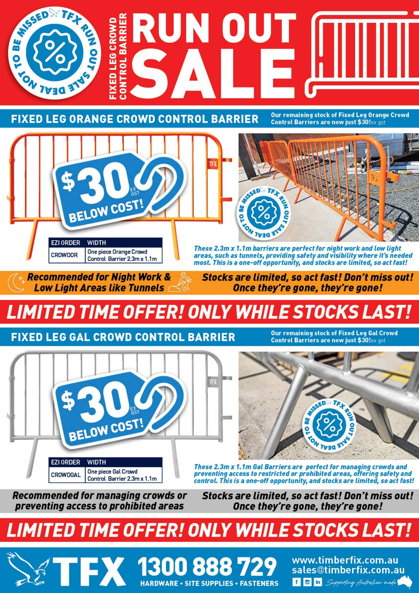 RUN OUT SALE Crowd Control Barriers from TFX by TFX (Timberfix) - Issuu