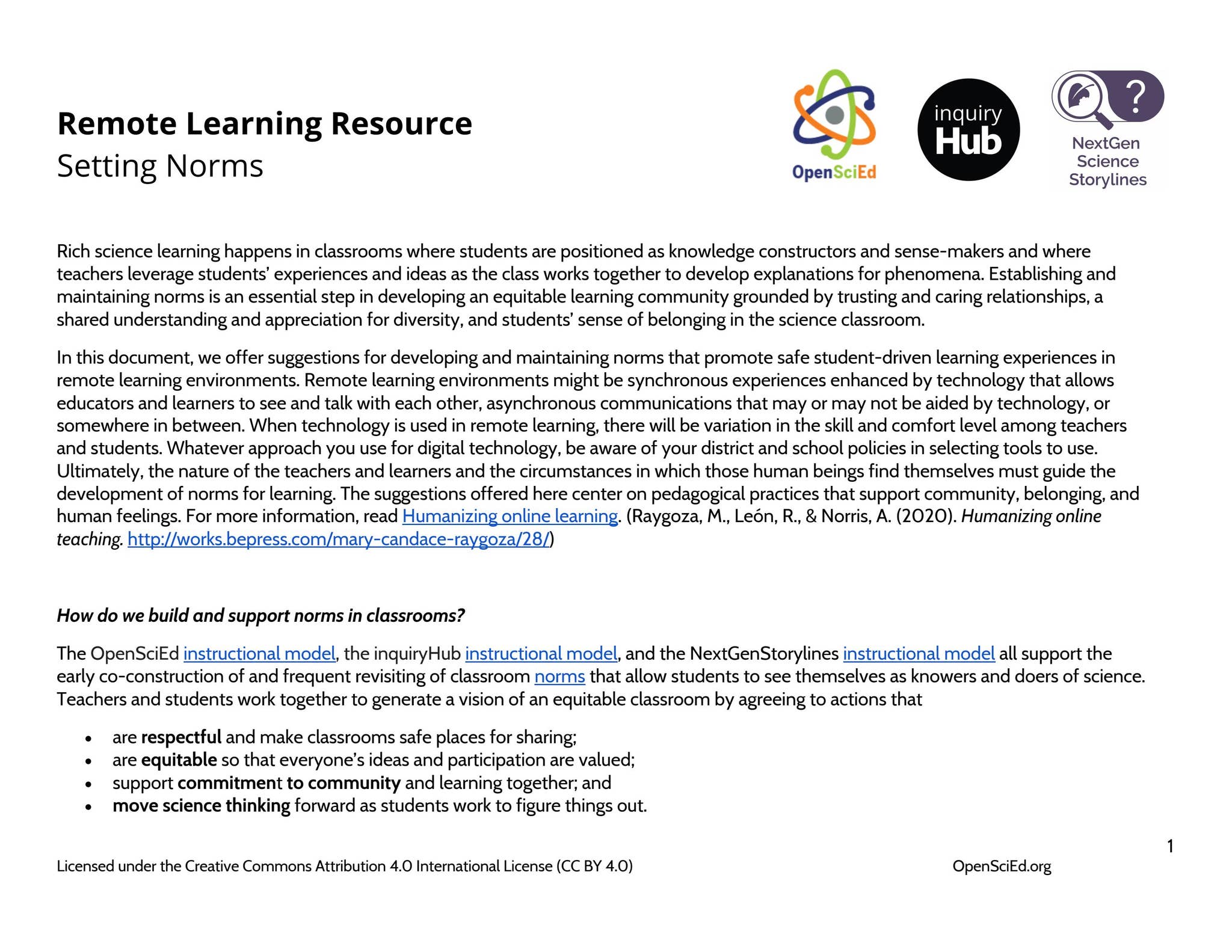Remote Learning Resource Setting Norms by openscied - Issuu
