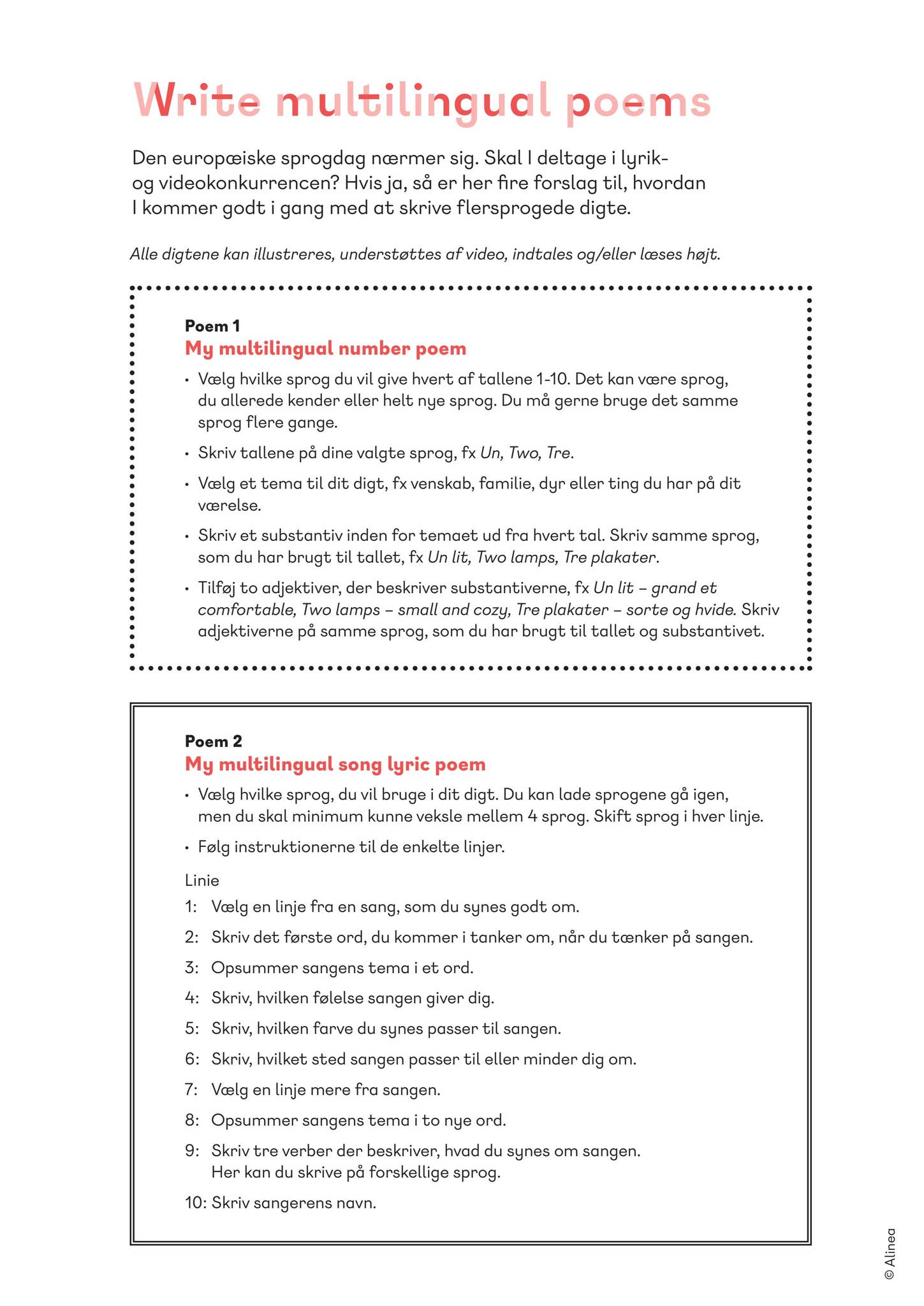 Multilingual poem - Europæisk sprogdag by Alinea - Issuu