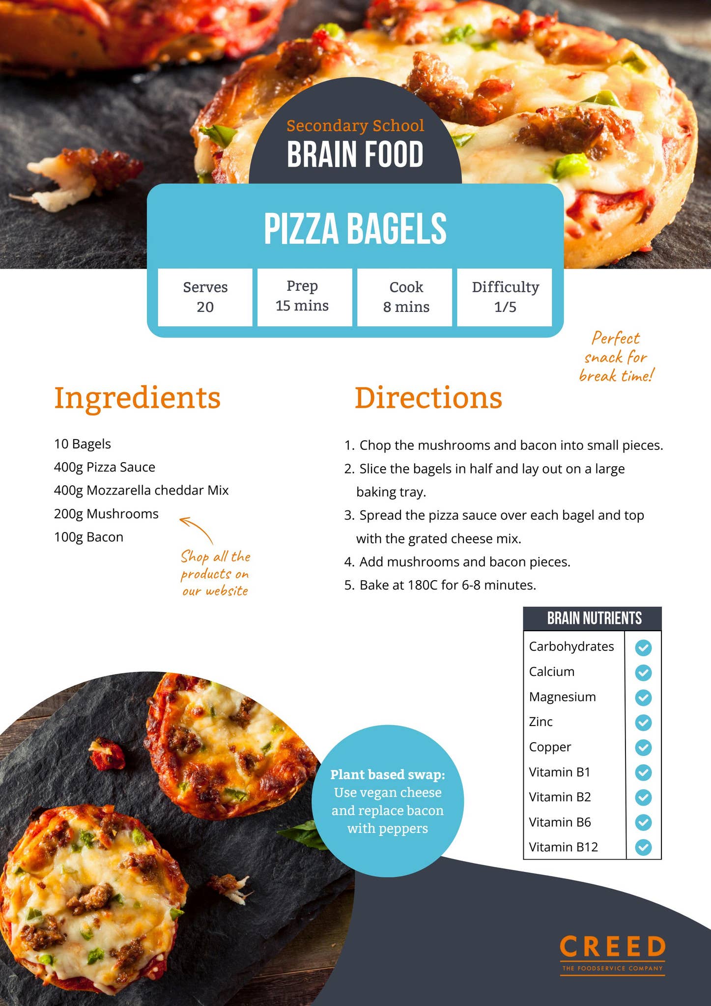Pizza Bagel Brain Food Recipe by Creed Foodservice - Issuu