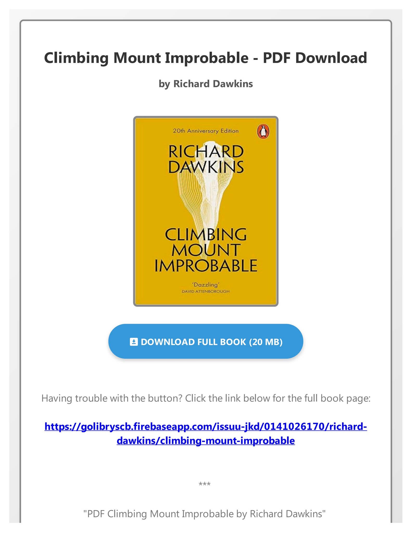 PDF Climbing Mount Improbable by Richard Dawkins by MorissetteDVMcr - Issuu