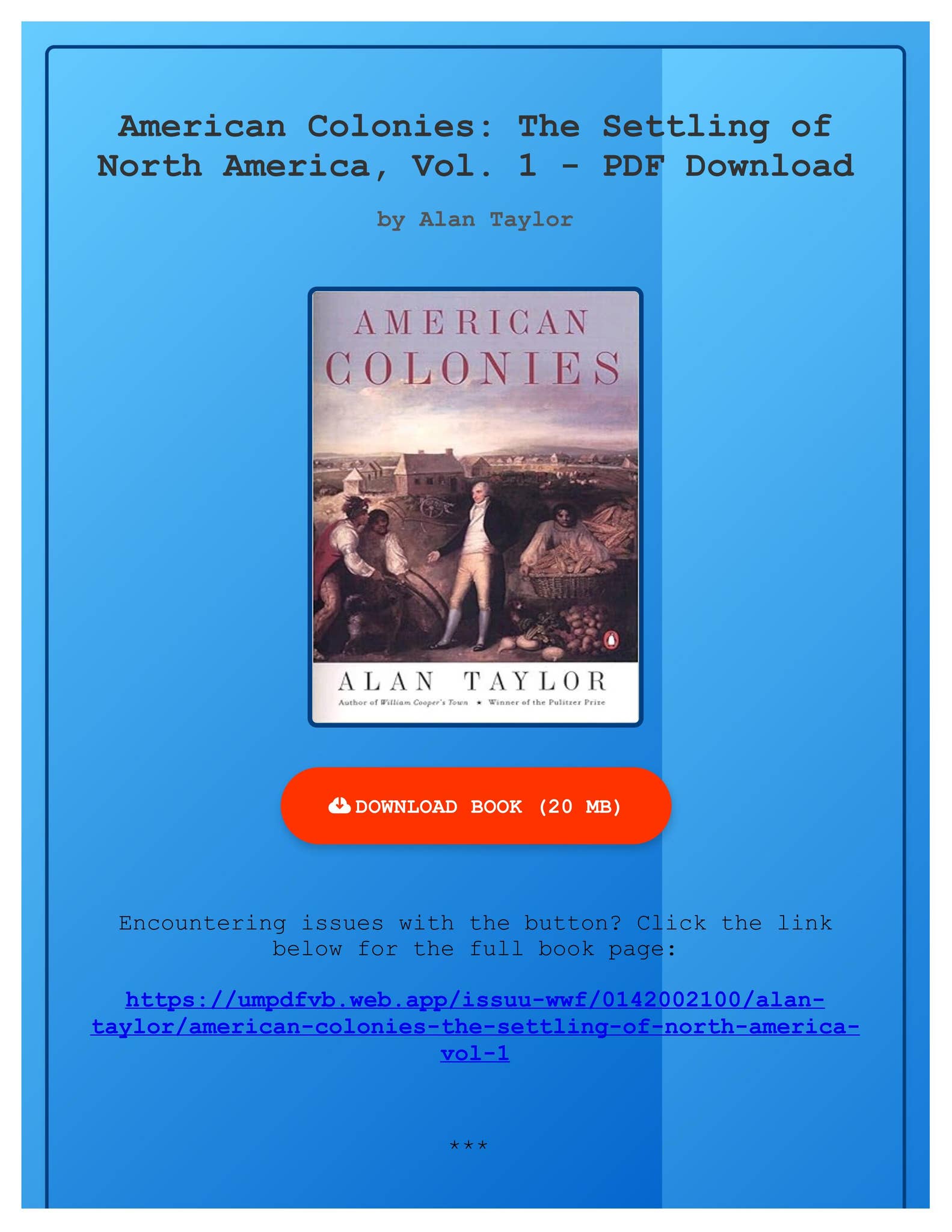 PDF American Colonies: The Settling of North America, Vol. 1 by Alan ...