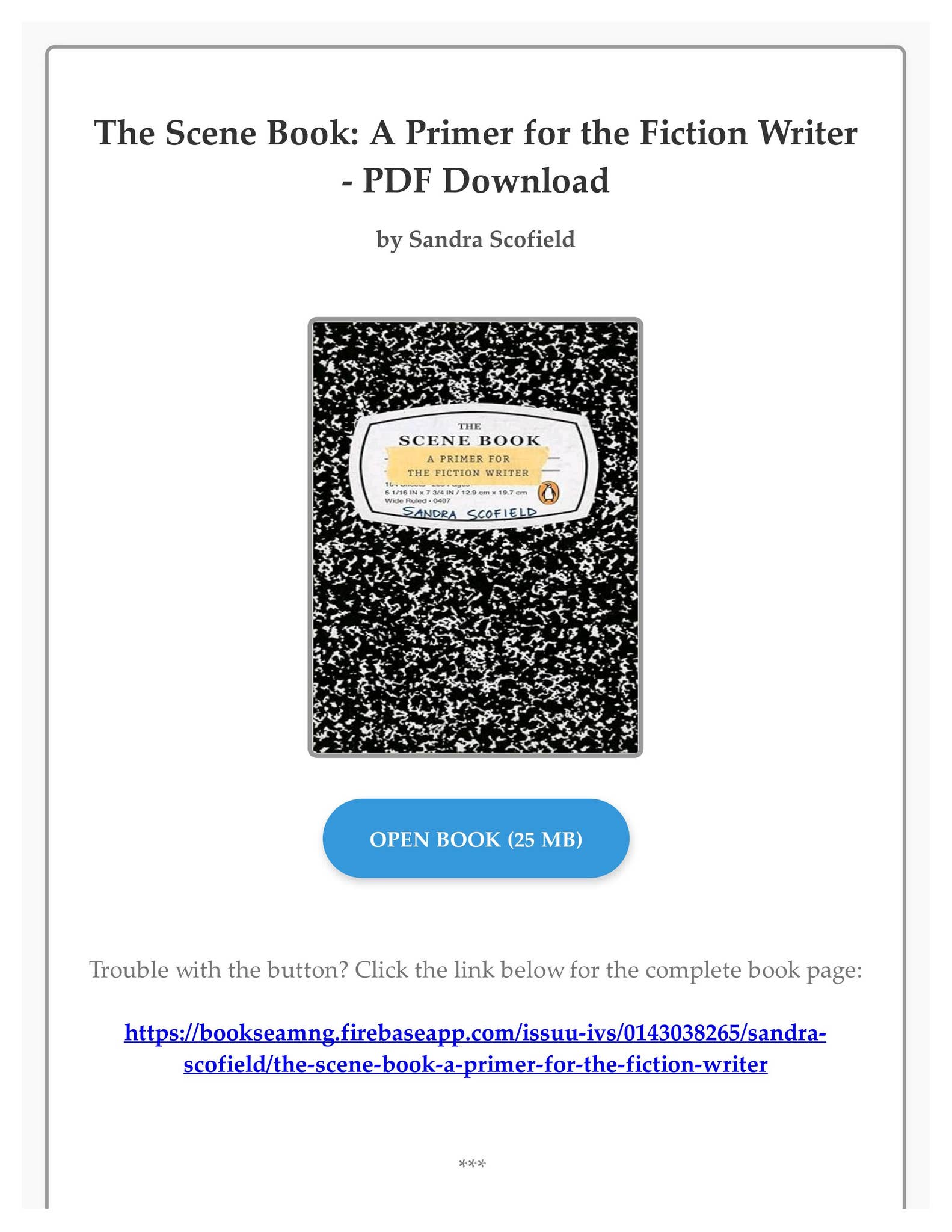 (PDF Free) The Scene Book: A Primer for the Fiction Writer by Sandra ...