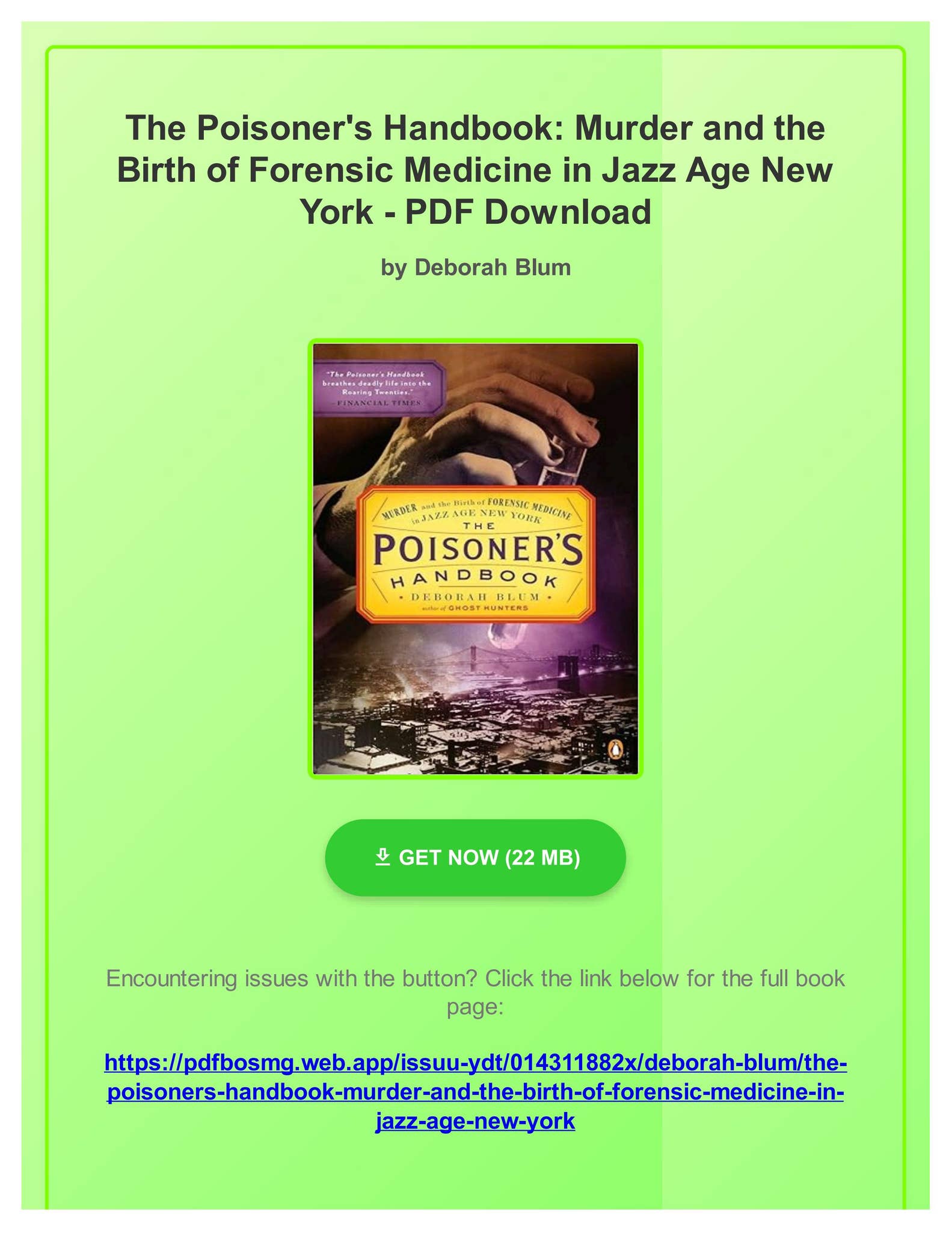 (PDF Download) The Poisoner's Handbook: Murder and the Birth of ...