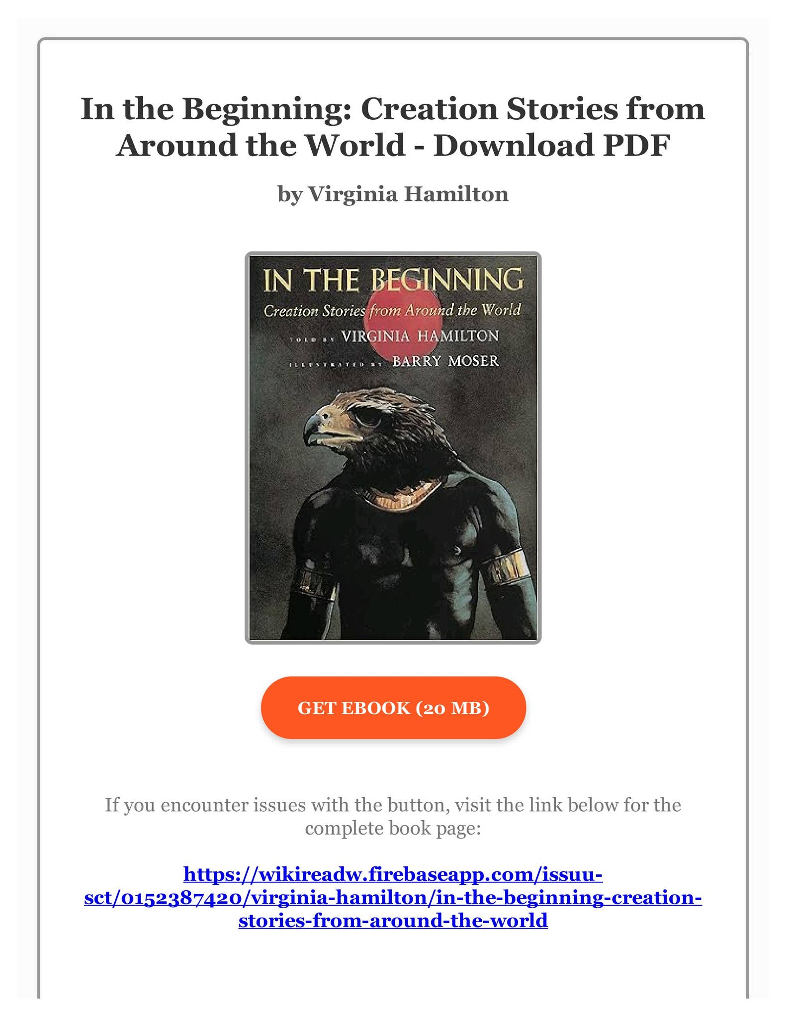PDF In the Beginning: Creation Stories from Around the World by ...