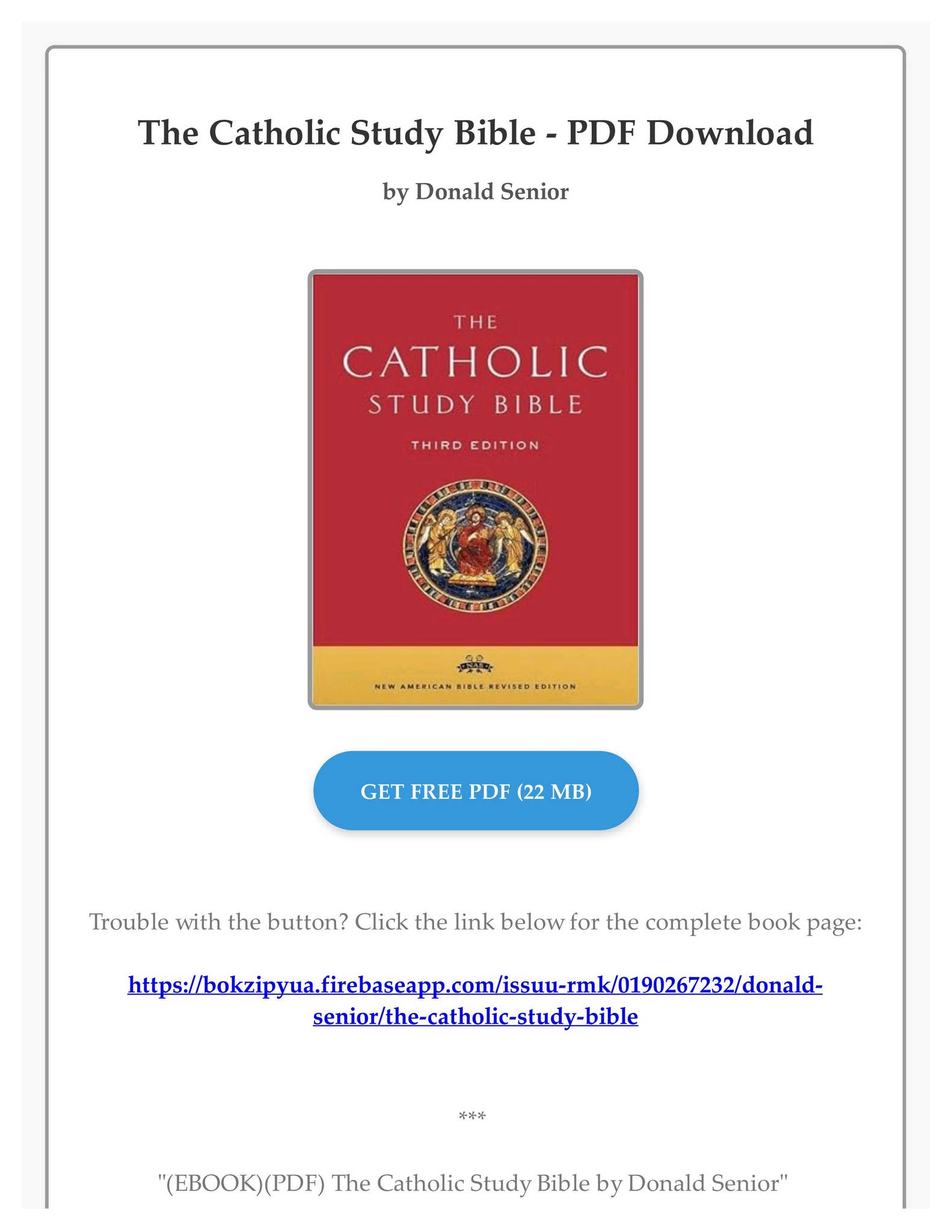 (EBOOK)(PDF) The Catholic Study Bible by Donald Senior by ...