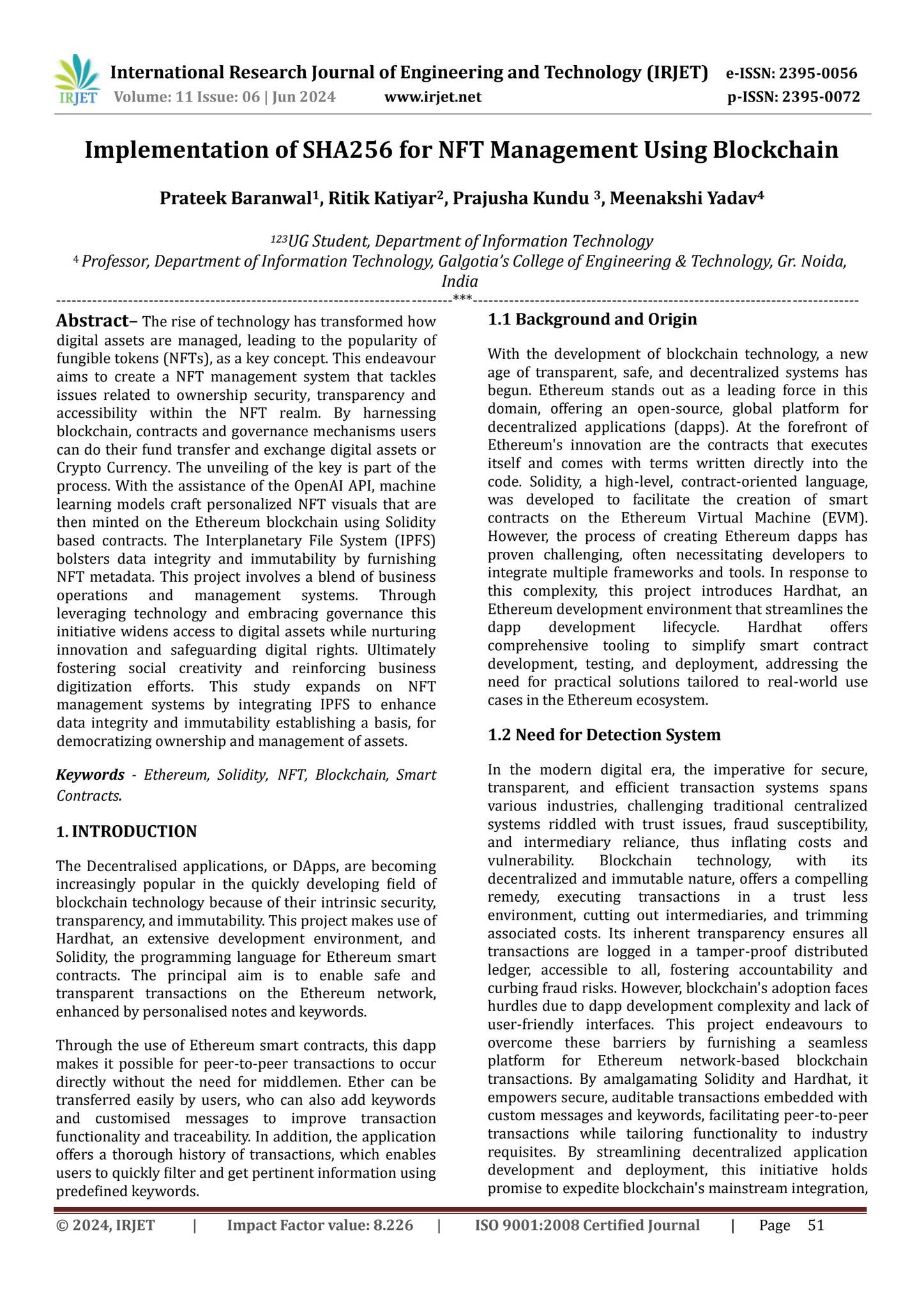 Implementation of SHA256 for NFT Management Using Blockchain by IRJET Journal - Issuu