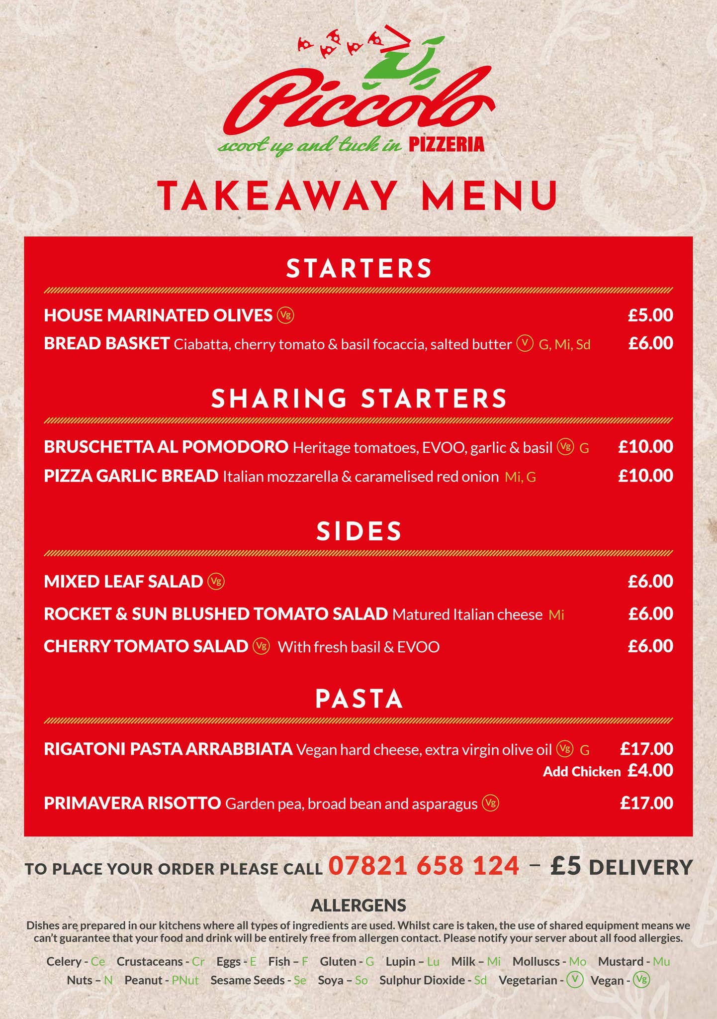 Piccolo Takeaway Menu - For Hotel Rooms by Crieff Hydro Family of ...