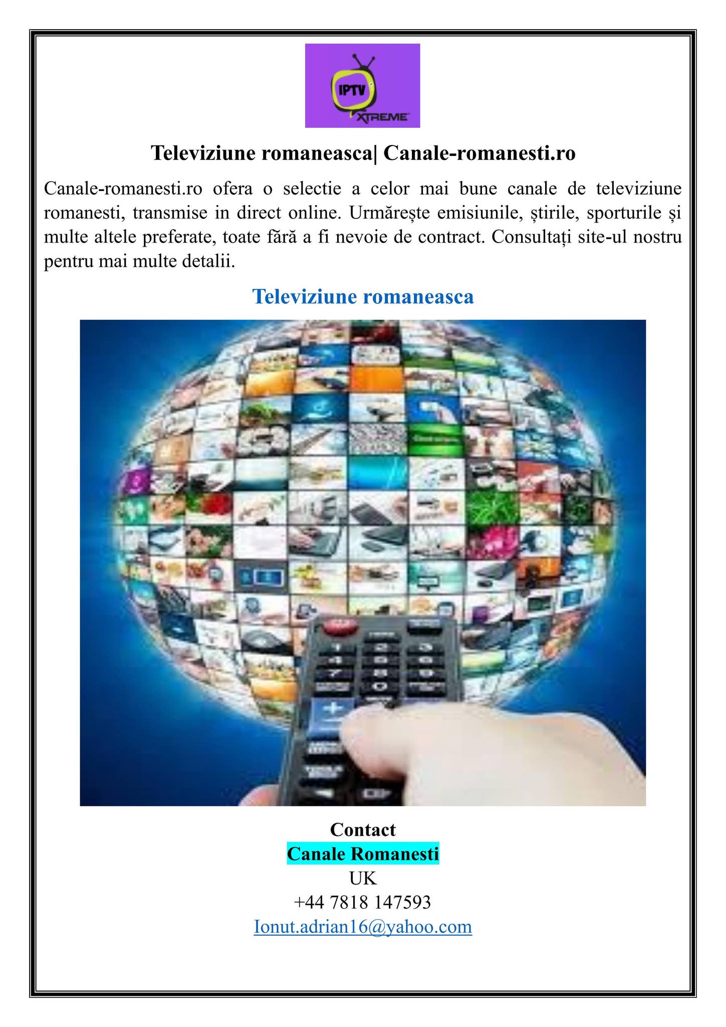 Televiziune romaneasca| Canale-romanesti.ro by Canale Romanesti - Issuu