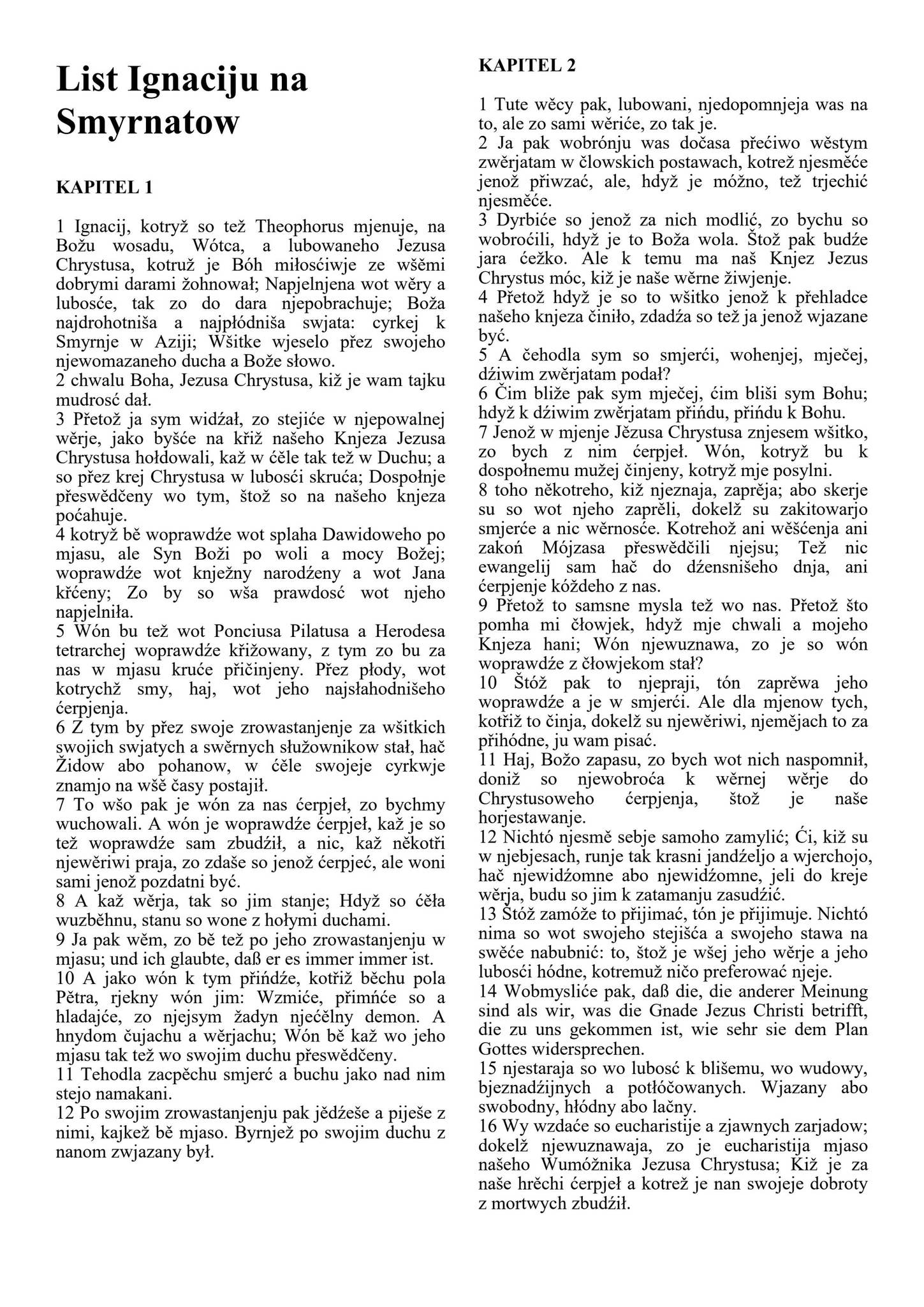 Upper Sorbian - The Epistle of Ignatius to the Smyrnaeans by Filipino ...