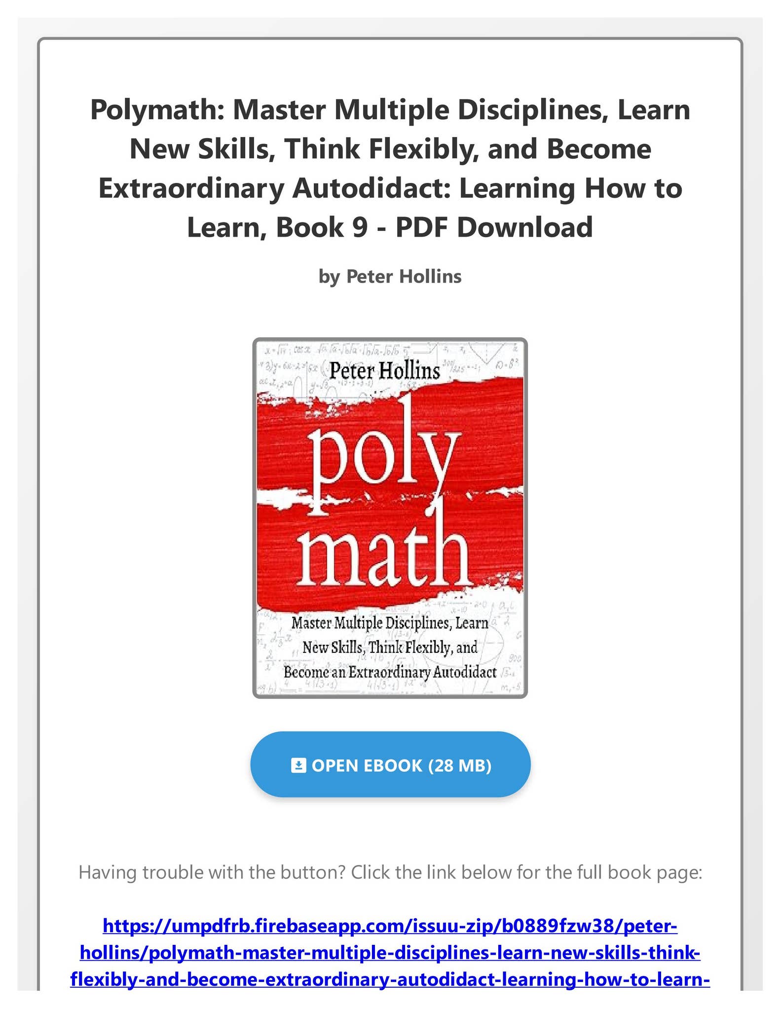 EBOOK Polymath: Master Multiple Disciplines, Learn New Skills, Think ... EBOOK Polymath: Master Multiple Disciplines, Learn New Skills, Think ...