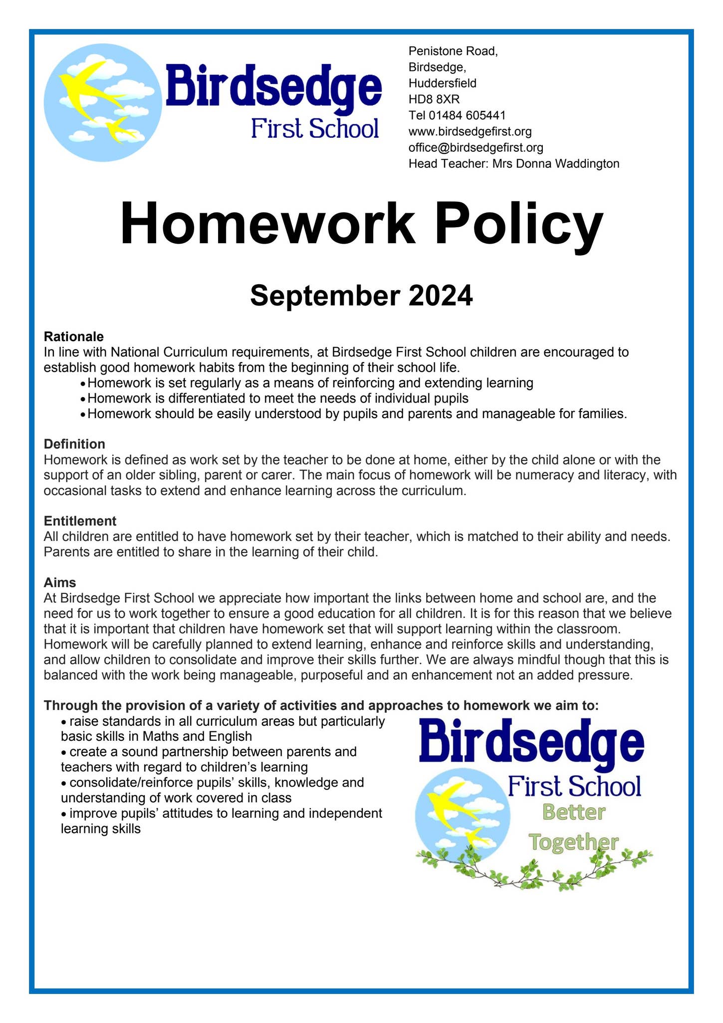 Homework Policy 2024 by Schudio - Issuu