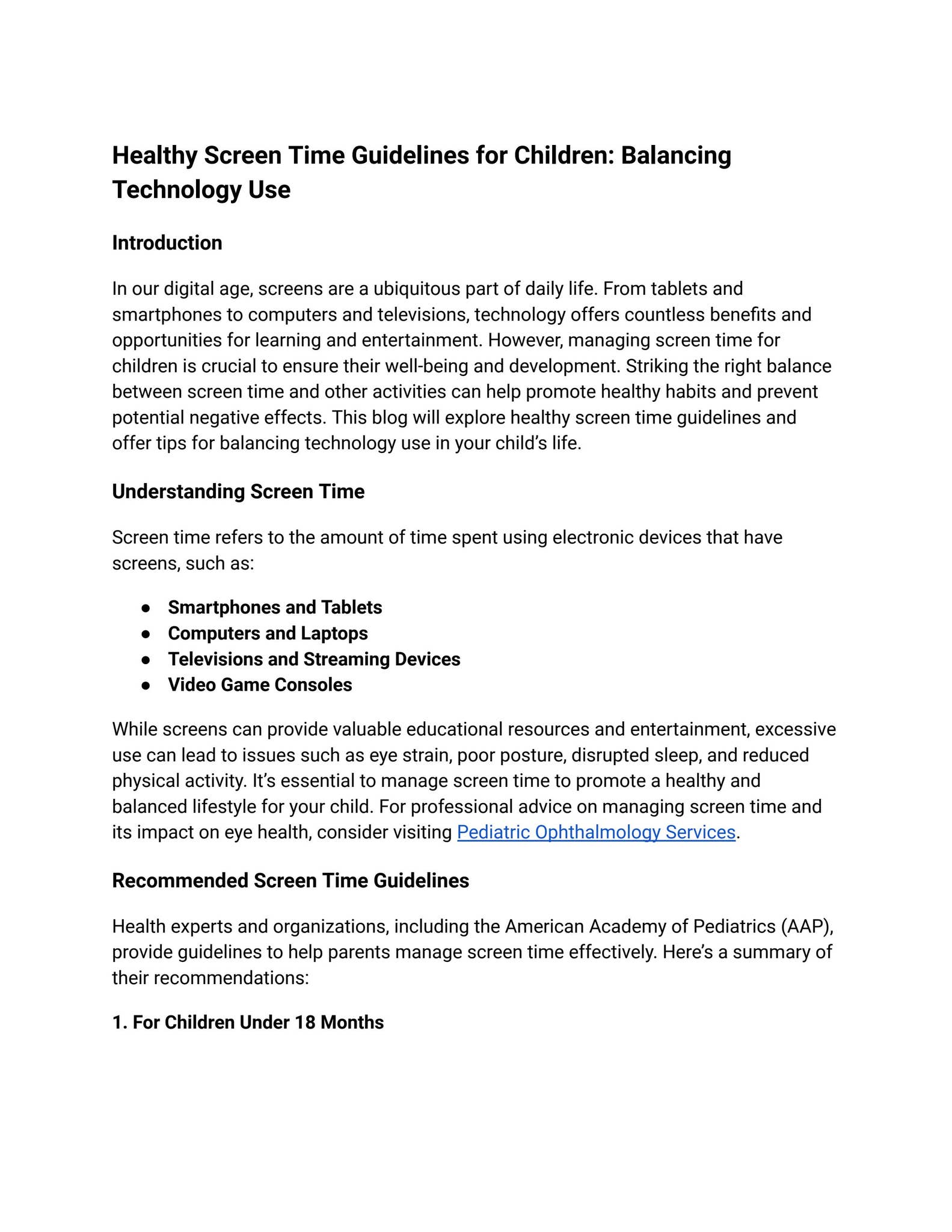 Healthy Screen Time Guidelines for Children: Balancing Technology Use ...