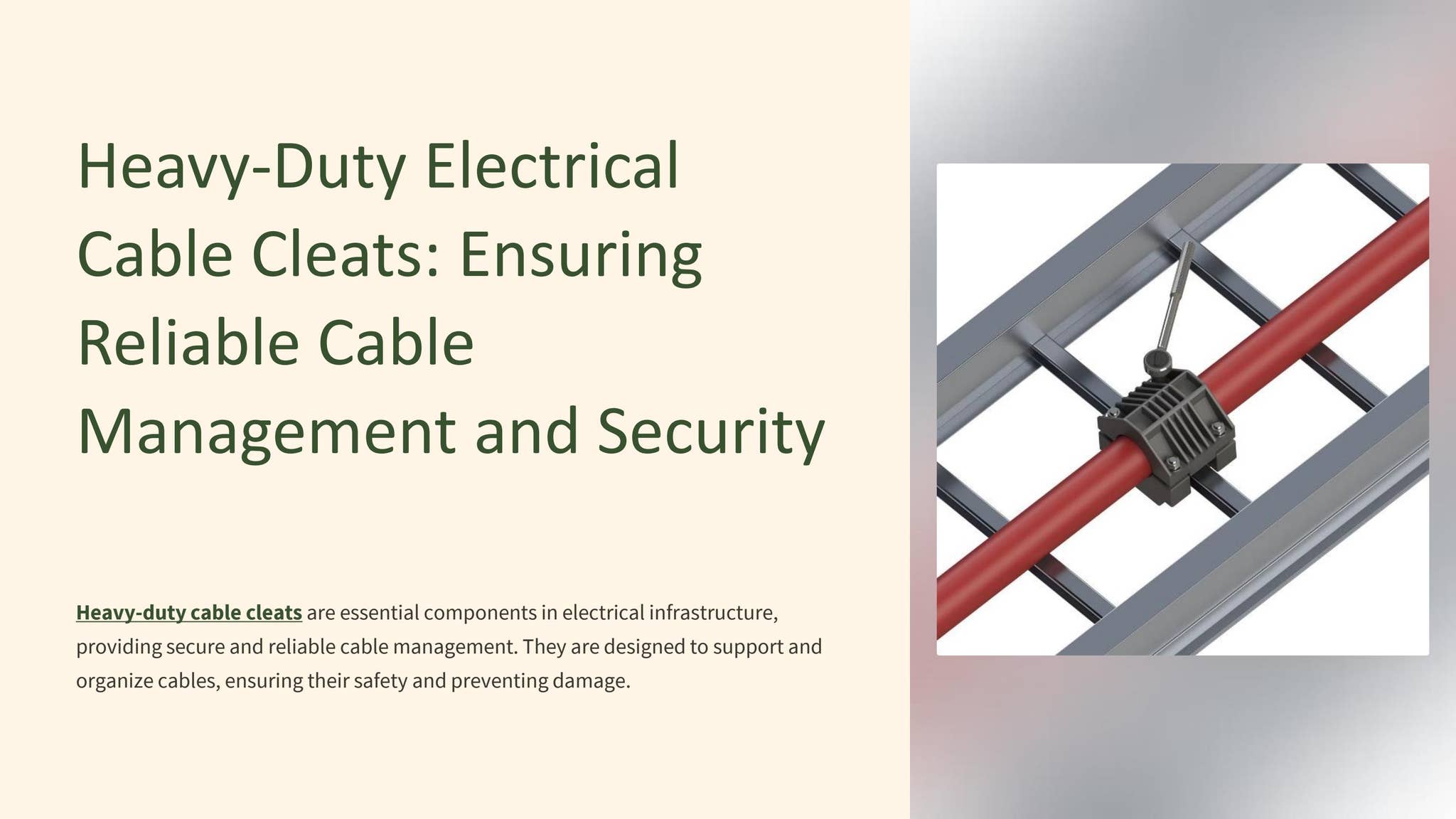 Heavy-Duty Electrical Cable Cleats: Ensuring Reliable Cable Management ...