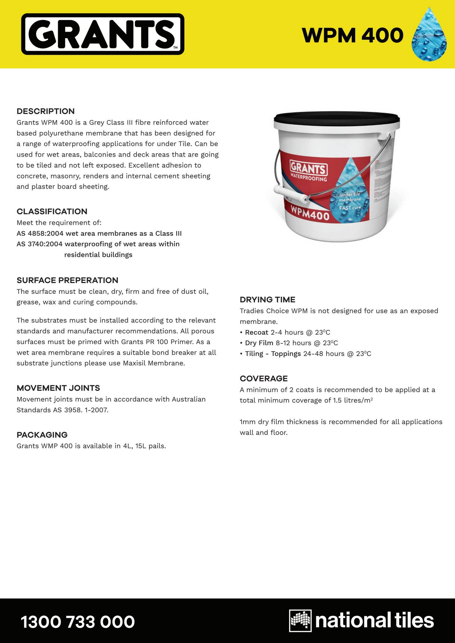 NATWU100/NATWU110 - GRANTS WPM 400- data sheet by nationaltiles - Issuu