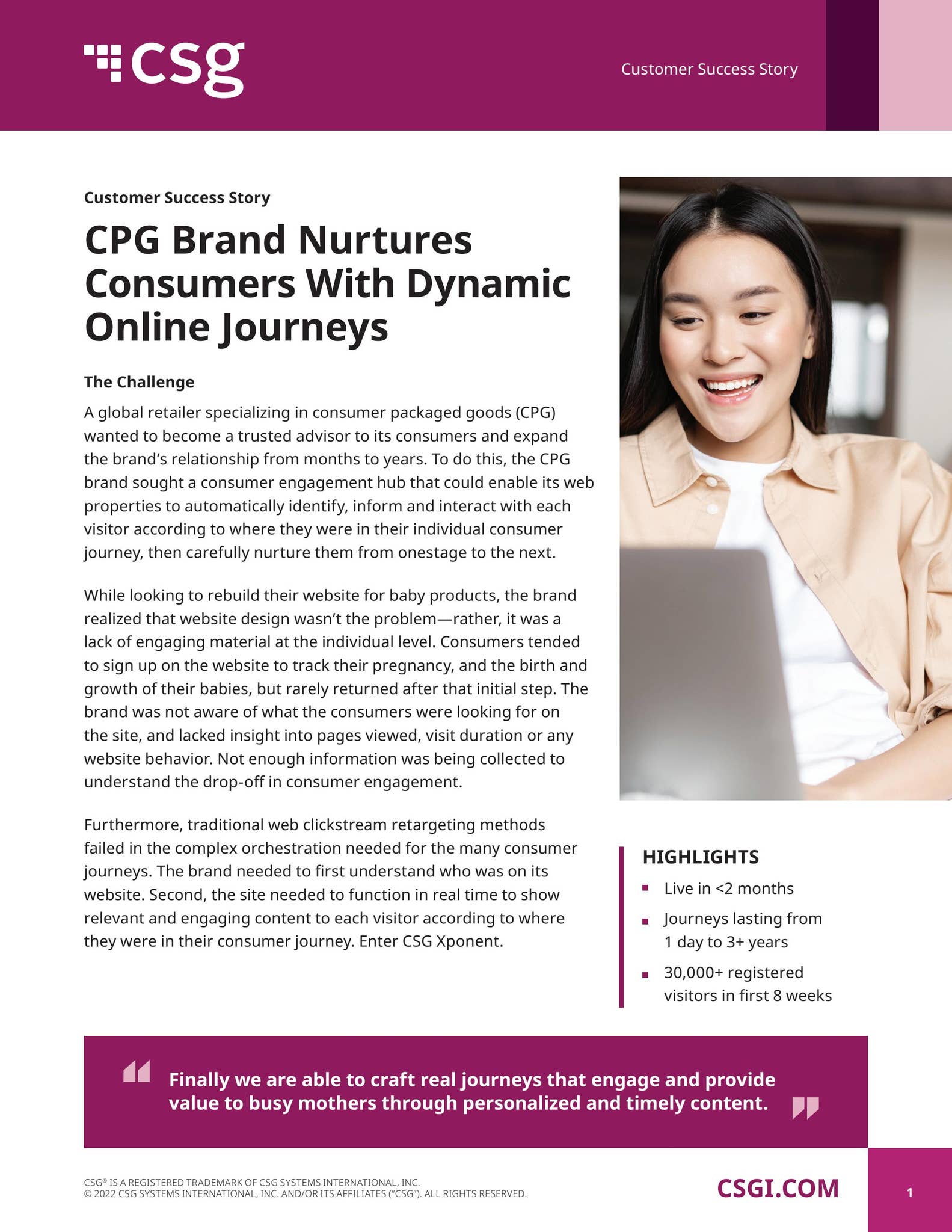 CPG Brand Nurtures Consumers with Dynamic Online Journeys by CSG Systems - Issuu