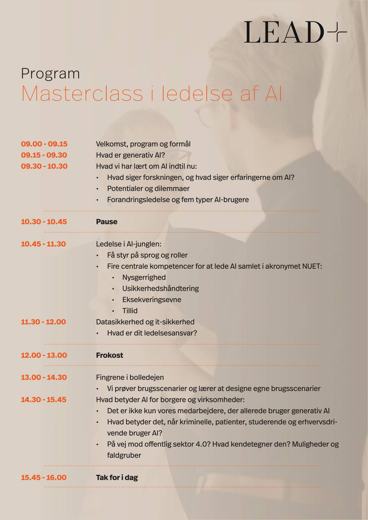 Program til Masterclass i ledelse af AI by LEAD - Enter next level - Issuu