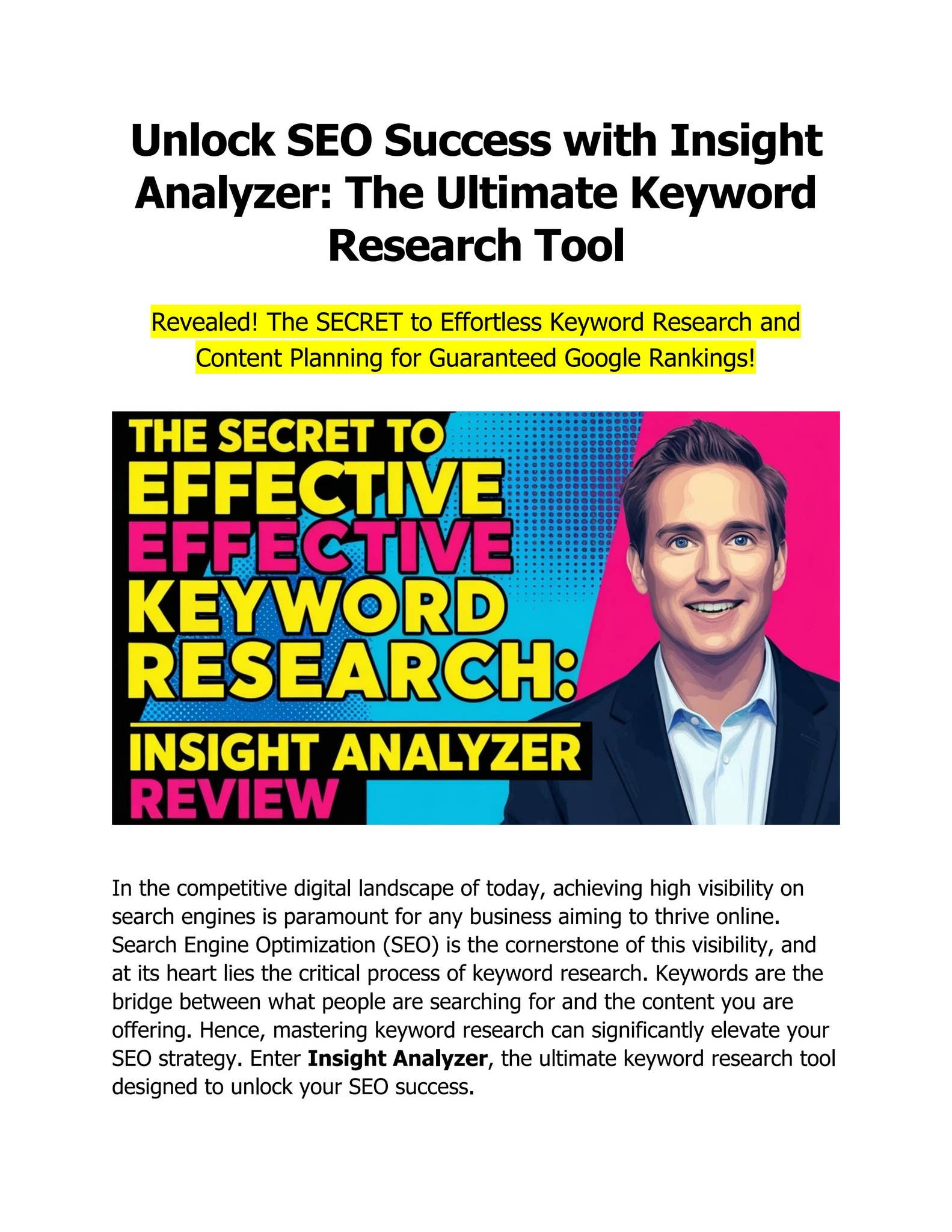 Unlock SEO Success with Insight Analyzer: The Ultimate Keyword Research ...