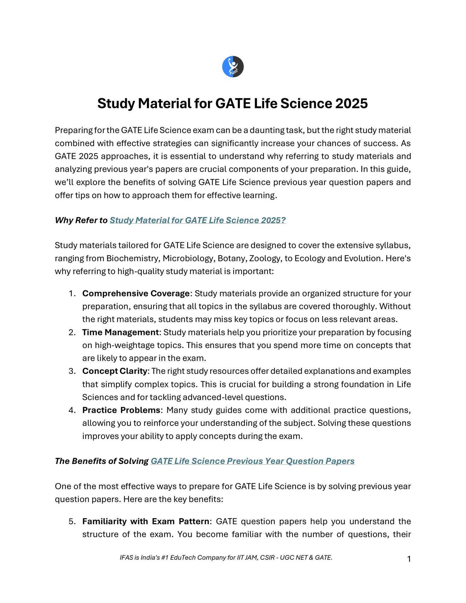 Study Material For Gate Life Science 2025 by pramod - Issuu