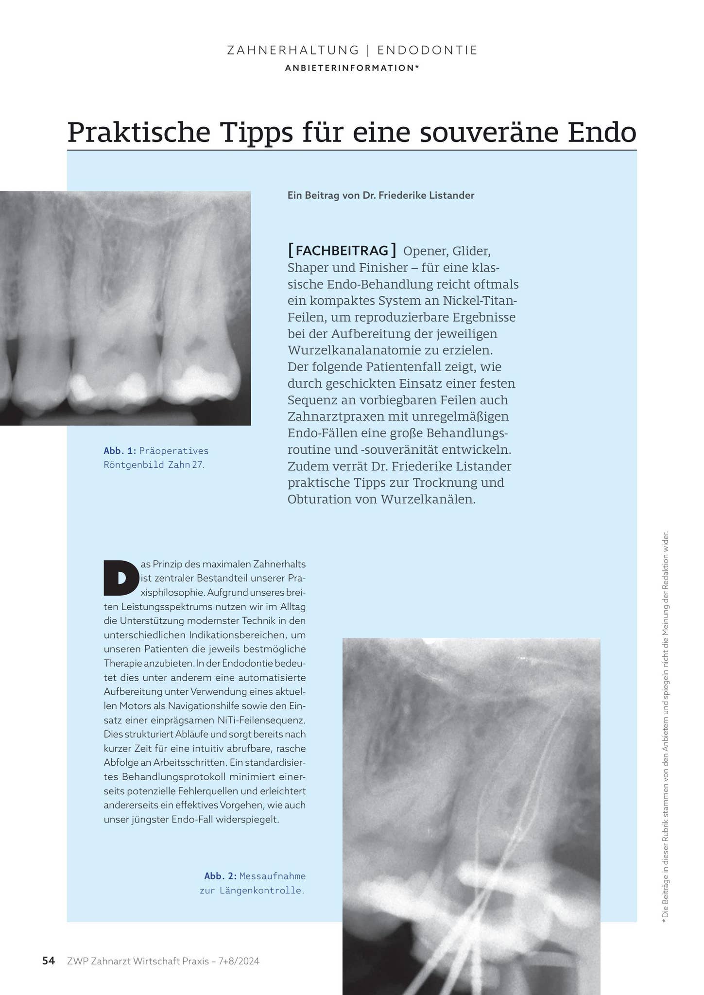 Practical tips for reliable endodontic treatment Dr. Listander (DE) by COLTENE Marketing - Issuu