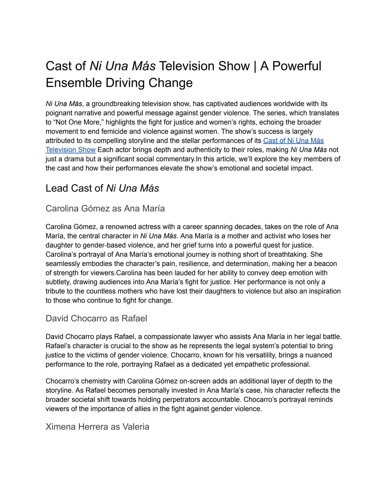 Cast of Ni Una Más Television Show | A Powerful Ensemble Driving Change ...