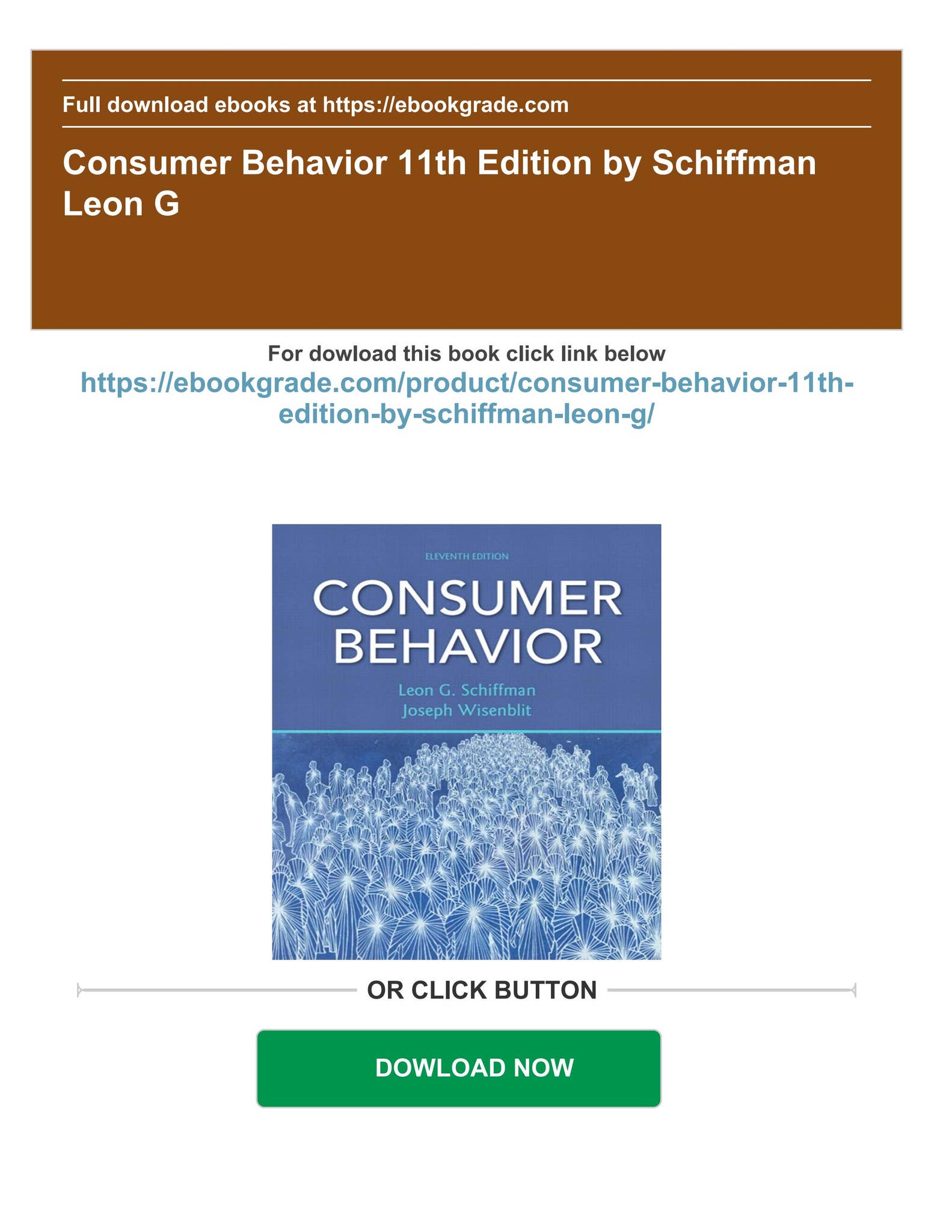 Download full Consumer behavior 11th edition by schiffman leon g ebook all chapters by ...
