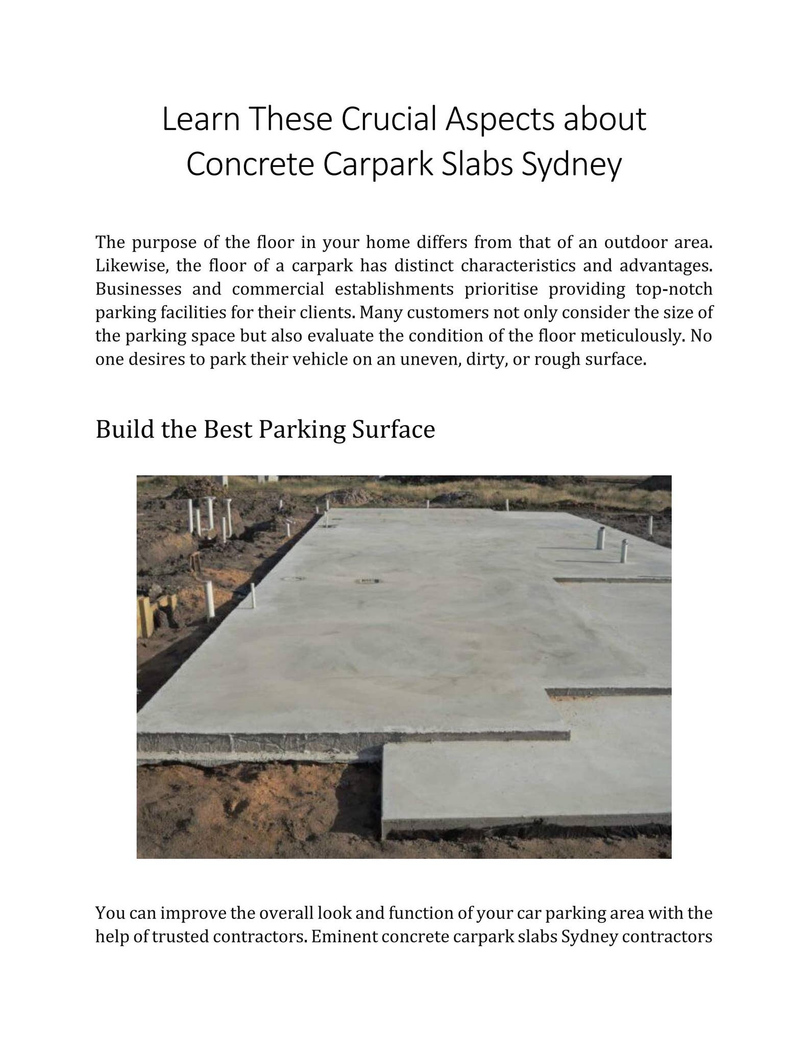 Learn These Crucial Aspects about Concrete Carpark Slabs Sydney by ...