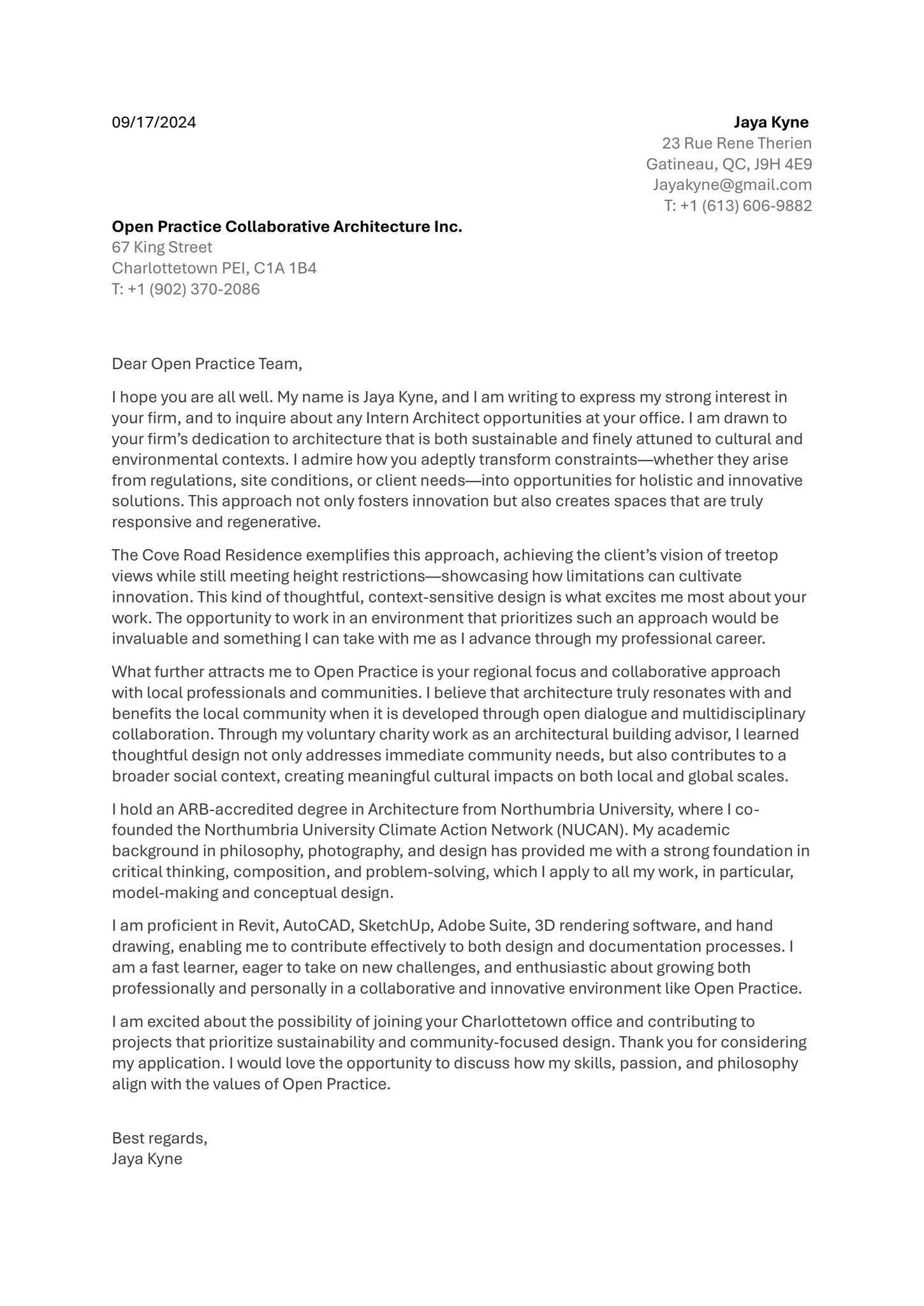 Open Practice Cover Letter - Jaya Kyne by Jaya Gem Kyne - Issuu