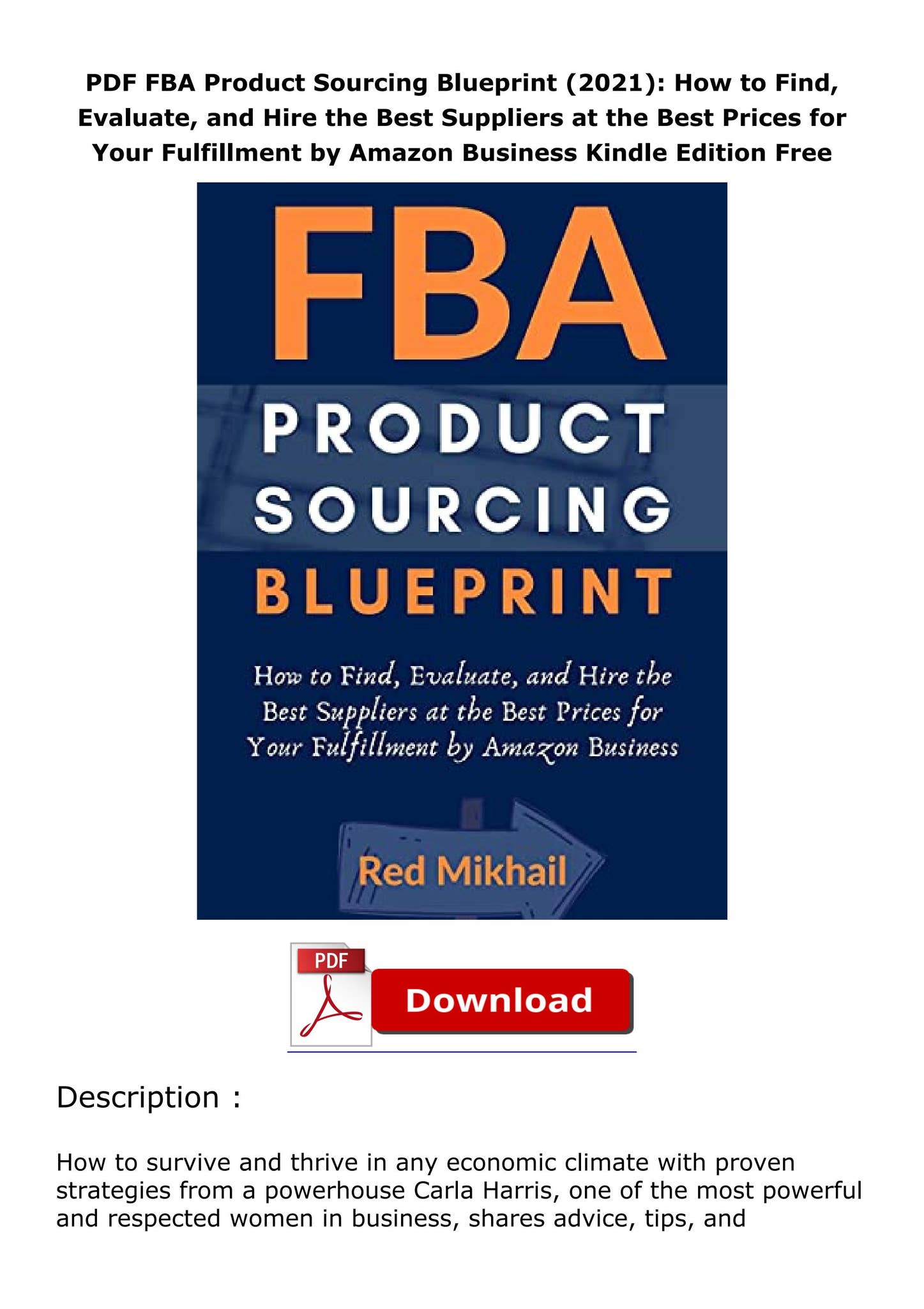 PDF FBA Product Sourcing Blueprint (2021): How to Find, Evaluate, and Hire the Best Suppliers at ...