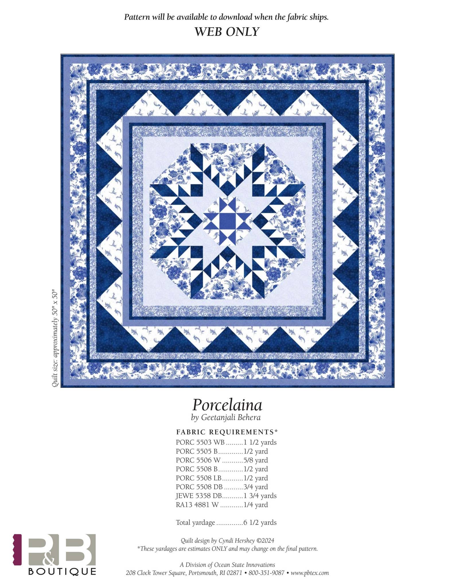 P&B Textiles Free Pattern - Porcelaina by EE Schenck Company - Issuu
