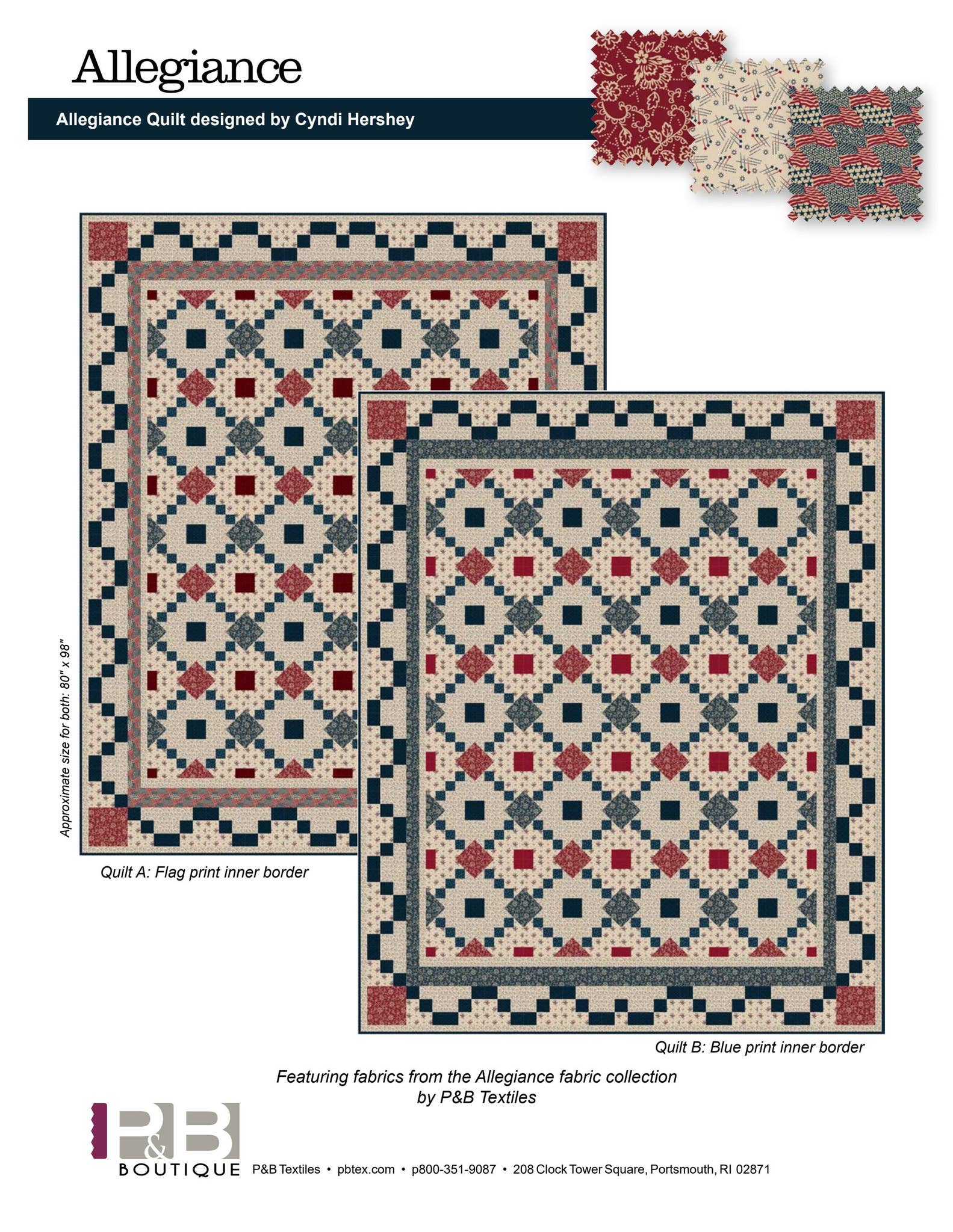 P&B Textiles Free Pattern - Allegiance Quilt by EE Schenck Company - Issuu