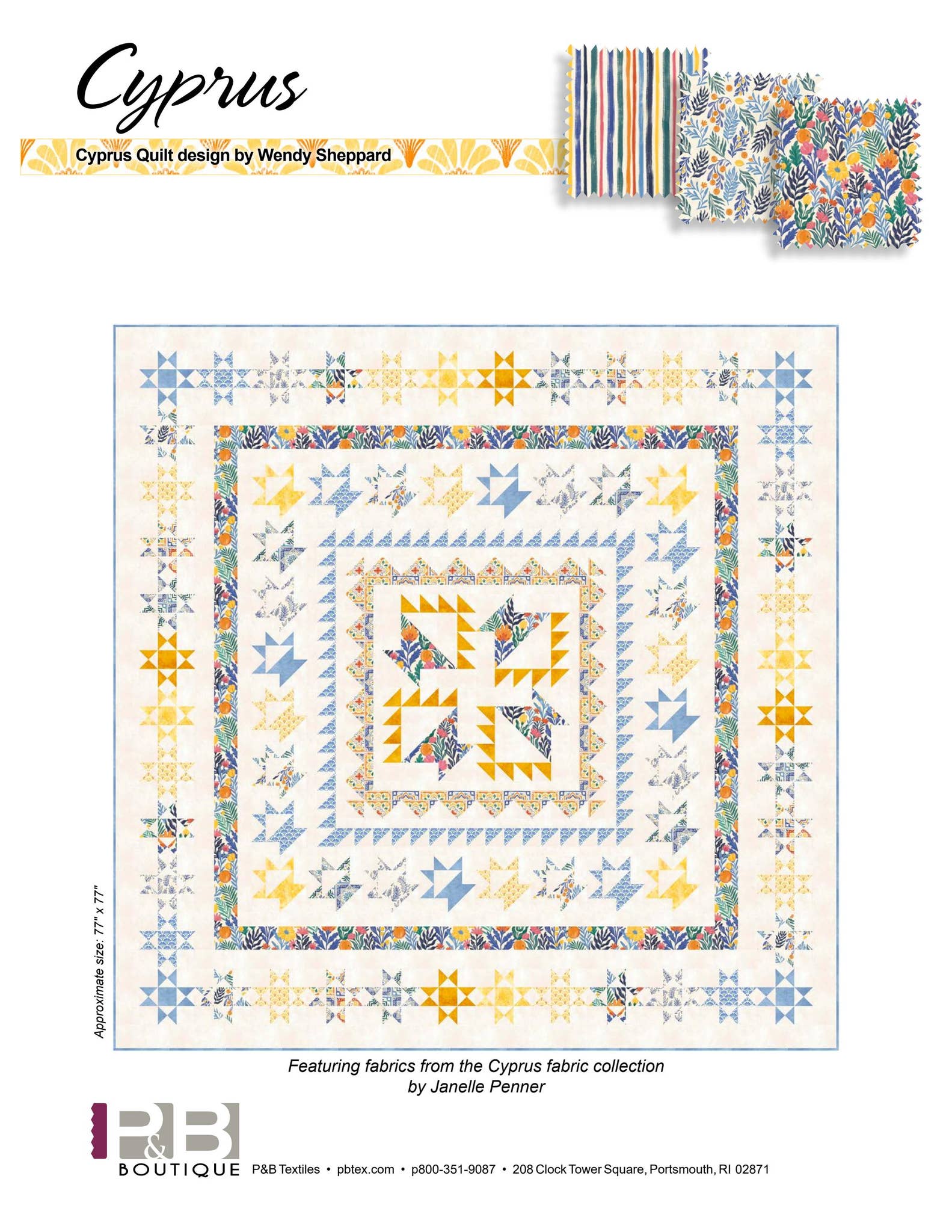P&B Textiles Free Pattern - Cyprus Quilt by EE Schenck Company - Issuu