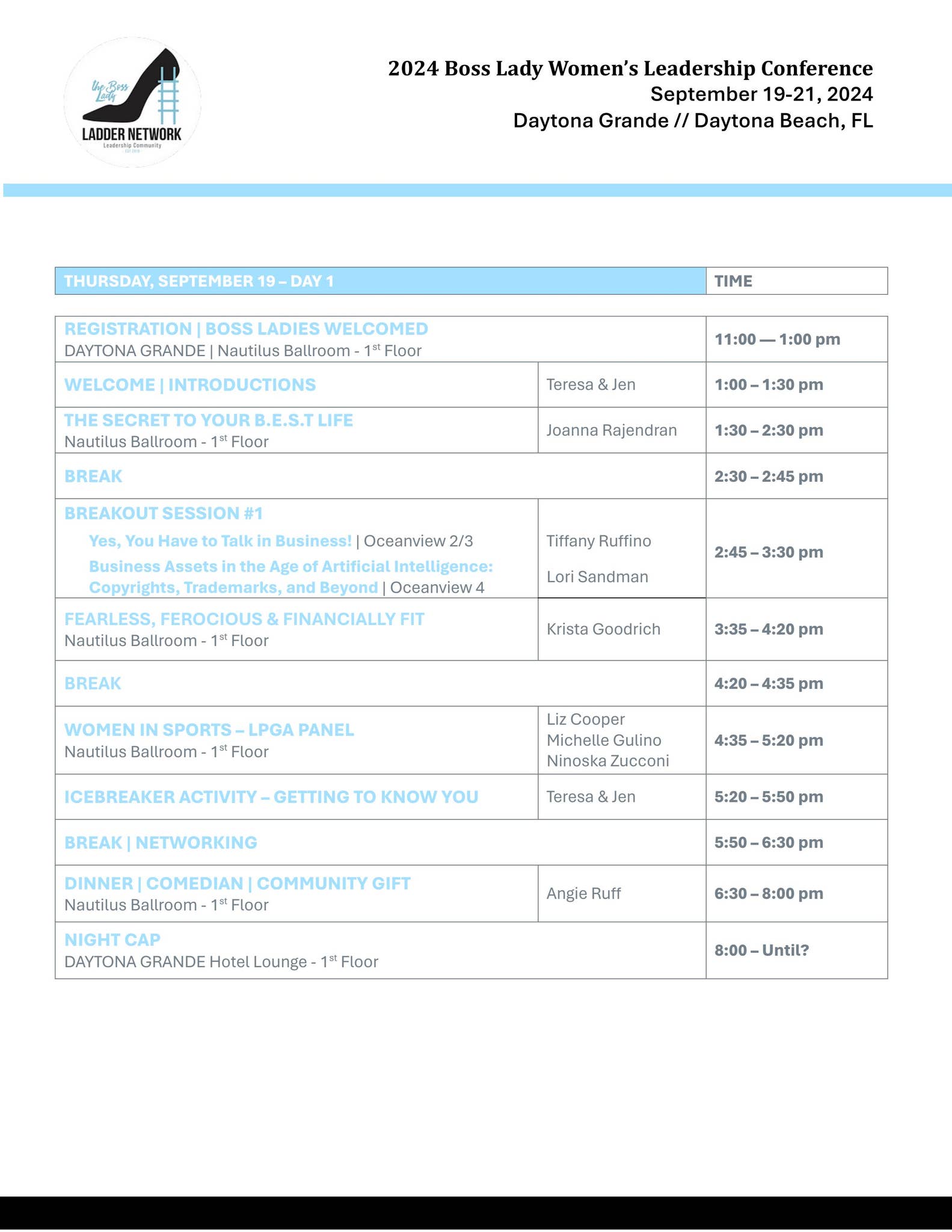 2024 Women's Leadership Conference Agenda by The Boss Lady Ladder ...
