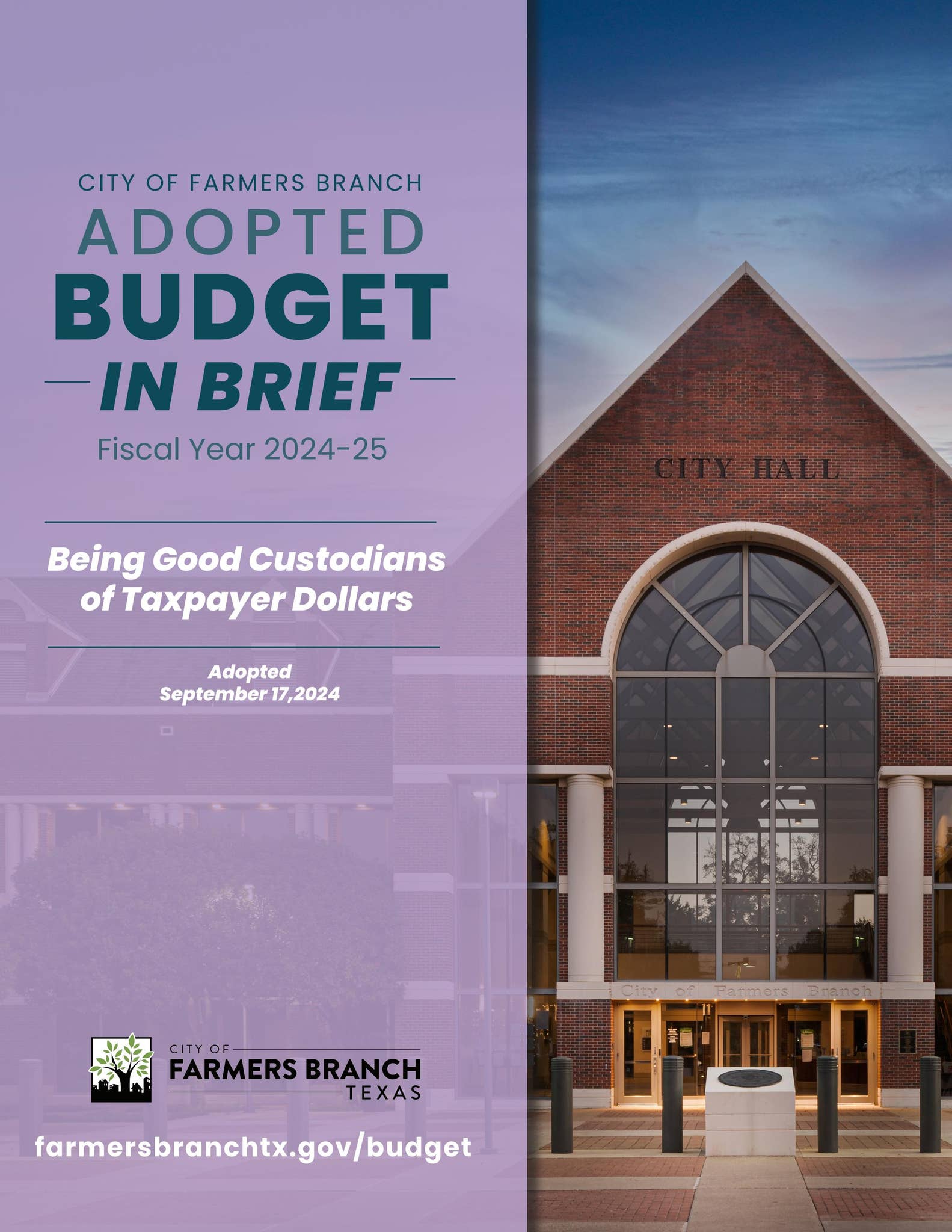 FY 2024-25 Adopted Budget in Brief by cityoffarmersbranch - Issuu