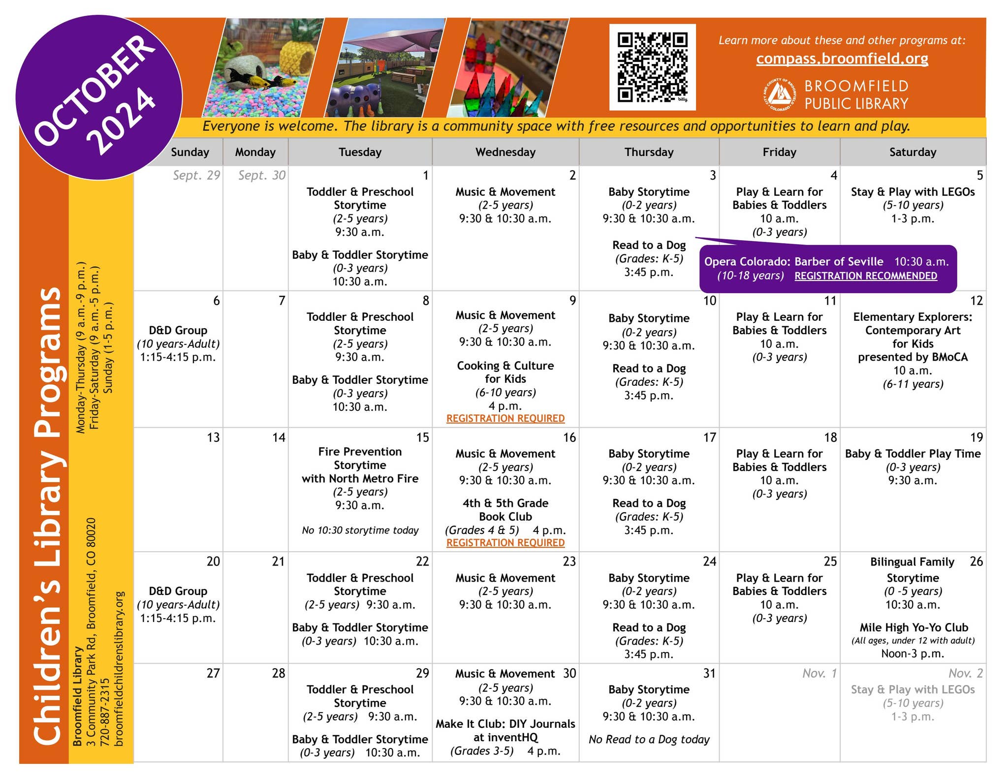 Broomfield Library Children's Program Calendar - October 2024 by City ...