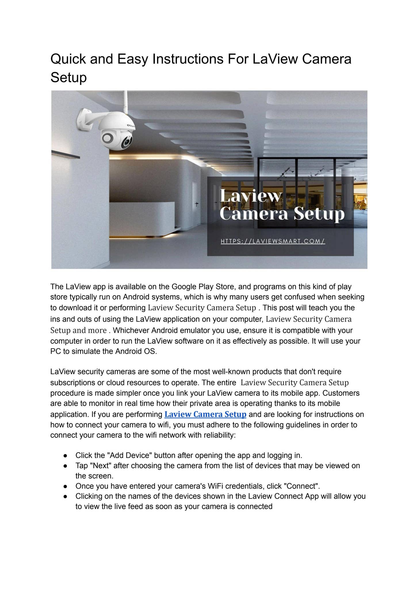 Quick and Easy Instructions For LaView Camera Setup by Laviewsmart - Issuu