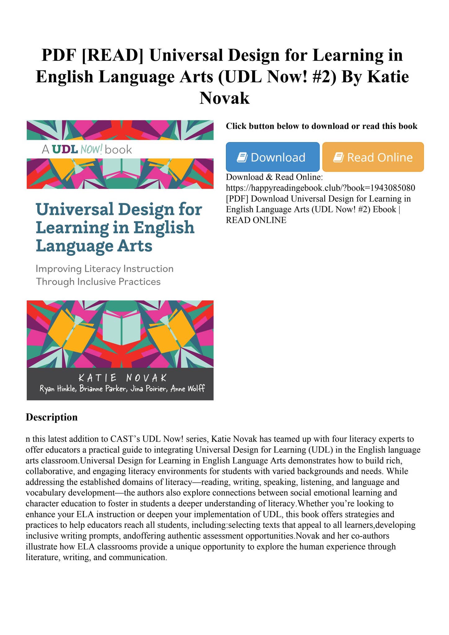 PDF [READ] Universal Design for Learning in English Language Arts (UDL ...