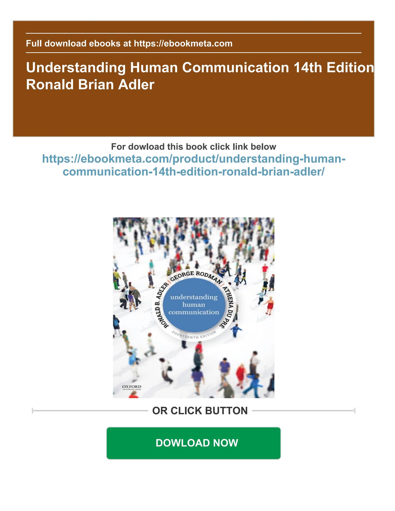 Immediate download Understanding human communication 14th edition ...
