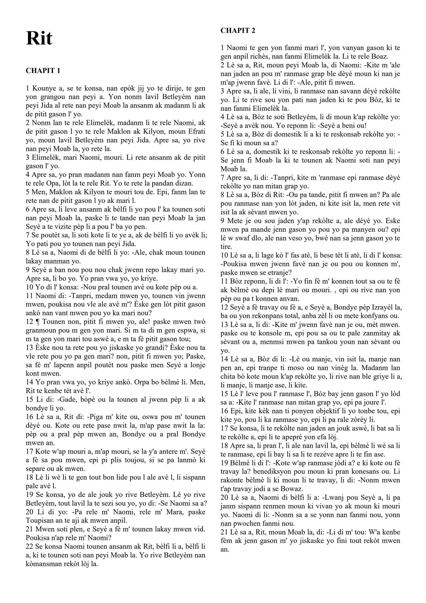 Haitian Creole - The Book of Ruth by Filipino Tracts and Literature ...