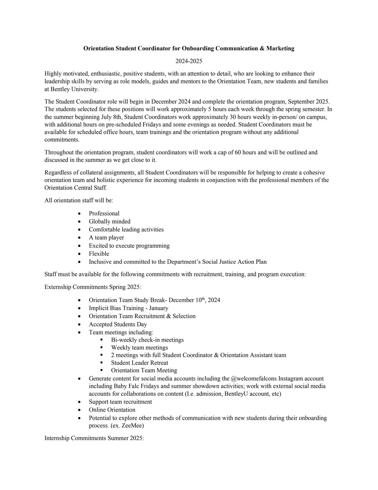 Student Coordinator | Onboarding, Communication and Marketing by ...