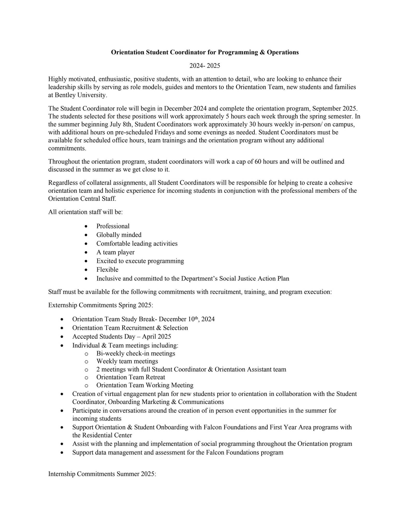 Student Coordinator | Programming and Operations by Bentley University ...