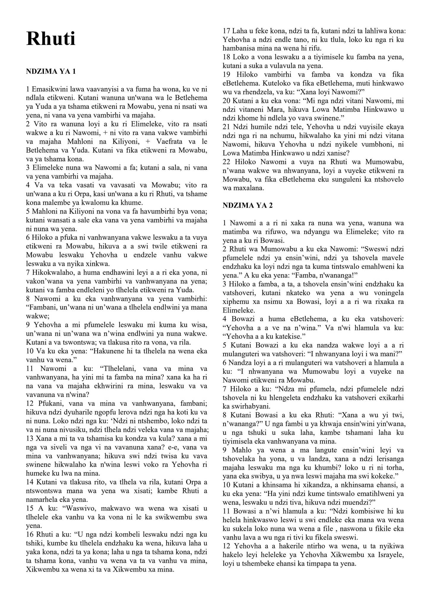 Tsonga - The Book of Ruth by Filipino Tracts and Literature Society Inc ...