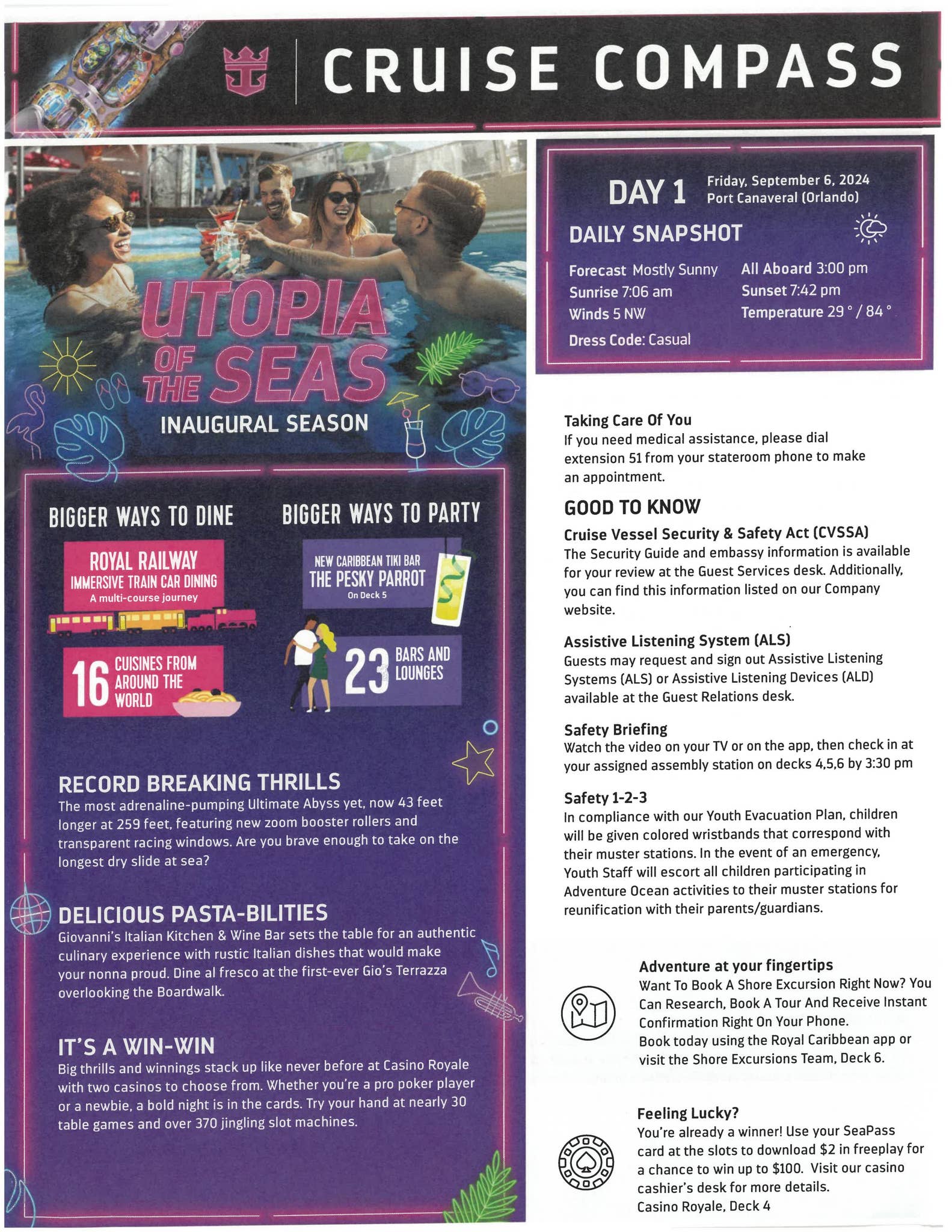 Utopia of the Seas 3-night Bahamas and Perfect Day Cruise Compass ...