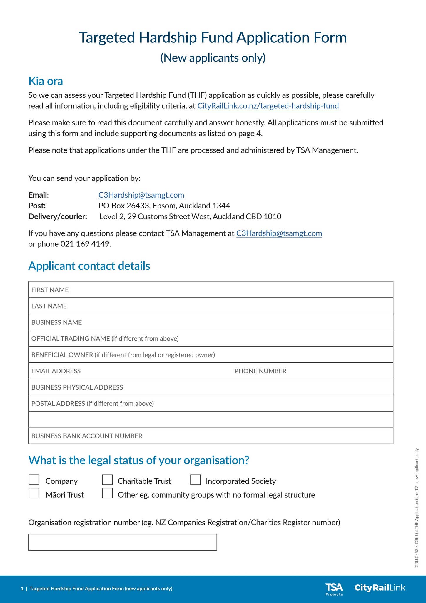 THF Application Form T13 by City Rail Link Ltd - Issuu