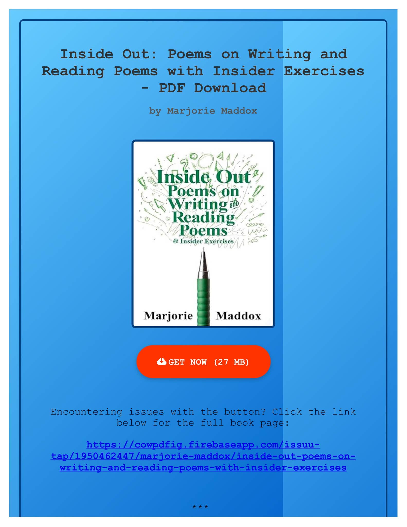 (PDF) Inside Out: Poems on Writing and Reading Poems with Insider ...