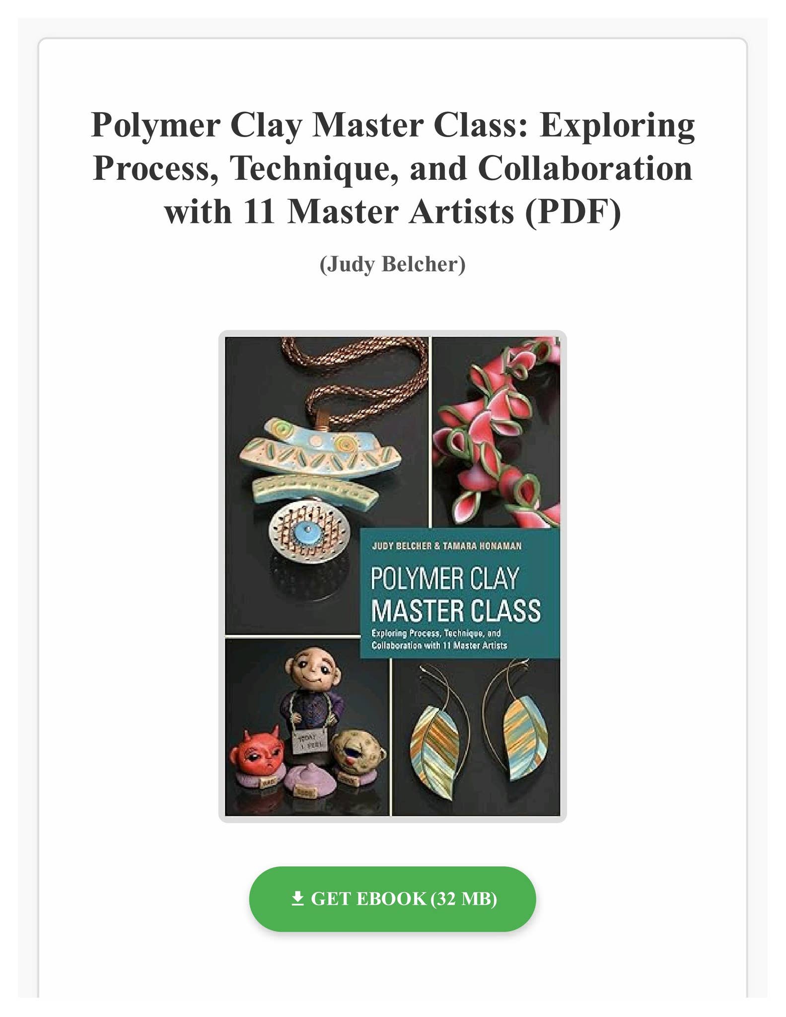 FREE PDF Polymer Clay Master Class: Exploring Process, Technique, and ...