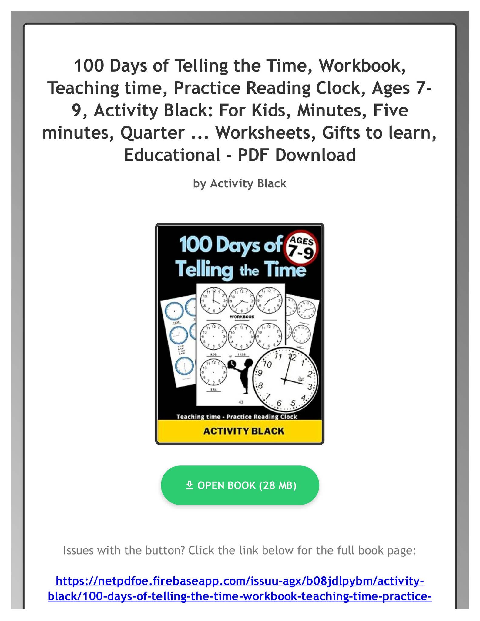 Ebook PDF 100 Days of Telling the Time, Workbook, Teaching time ...