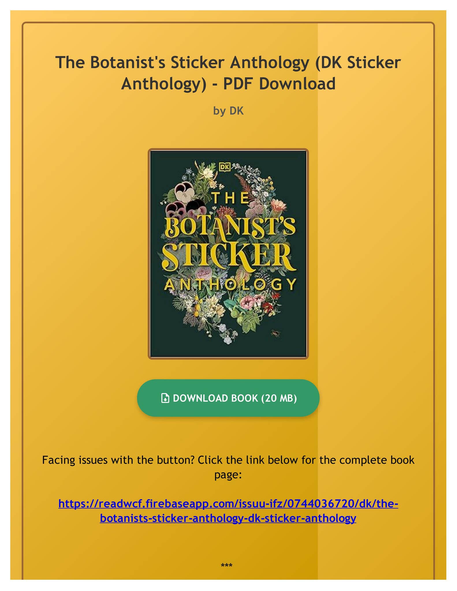(Ebook Free) The Botanist's Sticker Anthology (DK Sticker Anthology) by ...